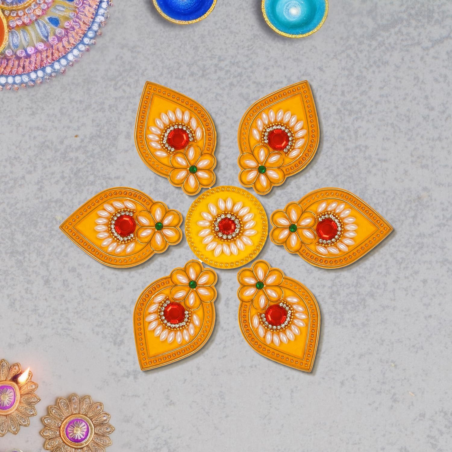 Amazon.com: ARTISENIA Acrylic Deepak Diwali Rangoli with Laxmi Charan ...