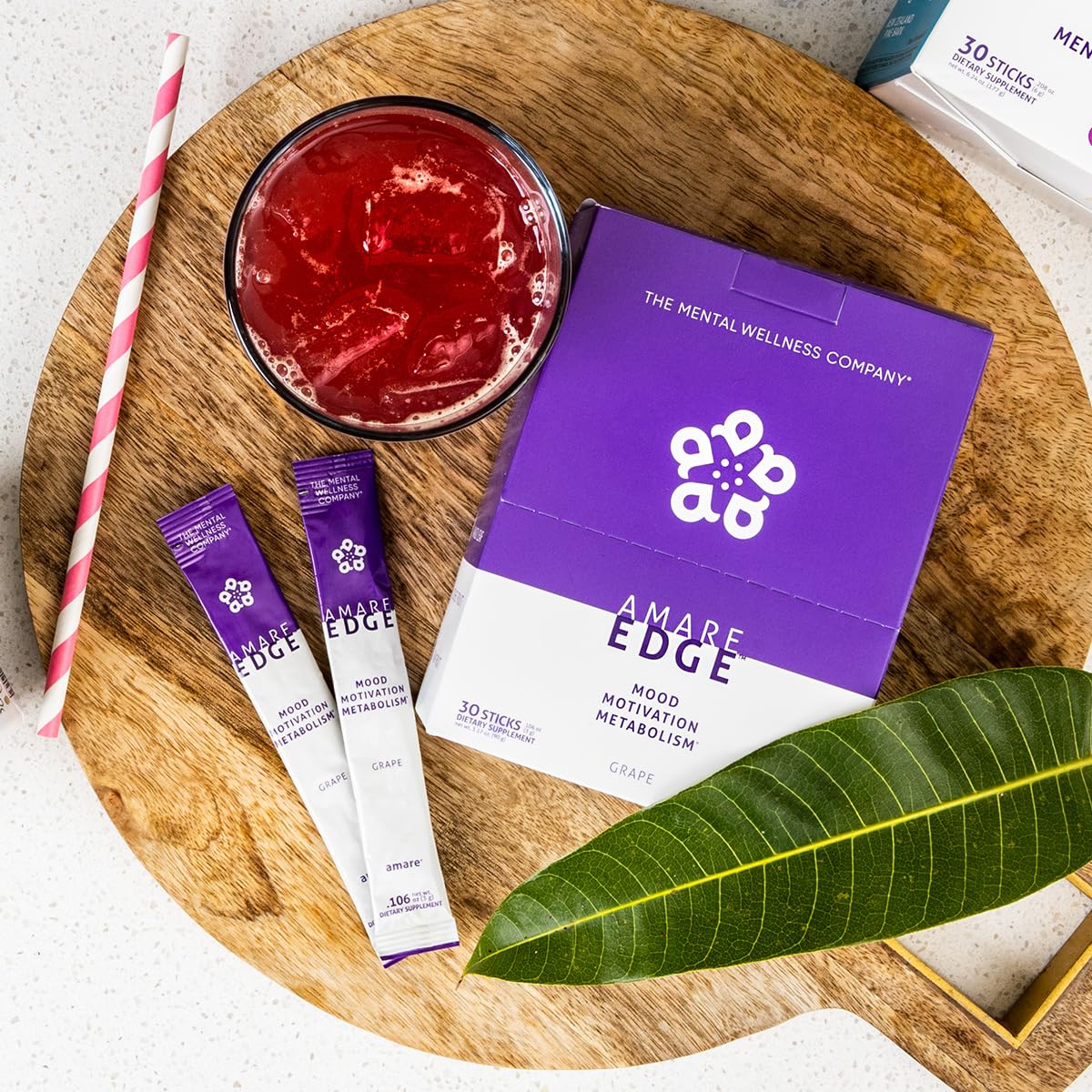 Amare Edge™ Pó Nootrópico Vegetal para Resistência e Motivação, Uva, 30 ...