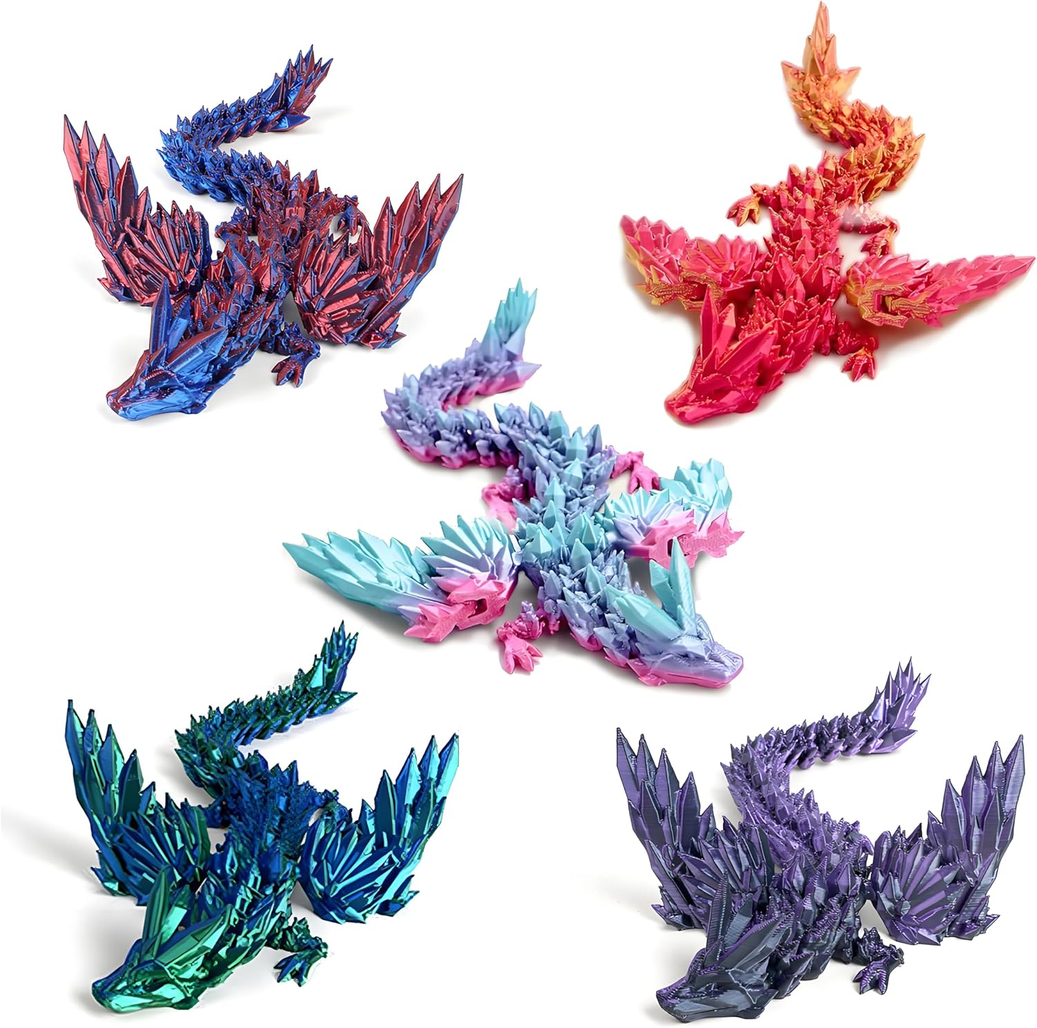 Amazon.com: TBOLINE 5 Pack 3D Printed Dragons with Wings 8.7 ...
