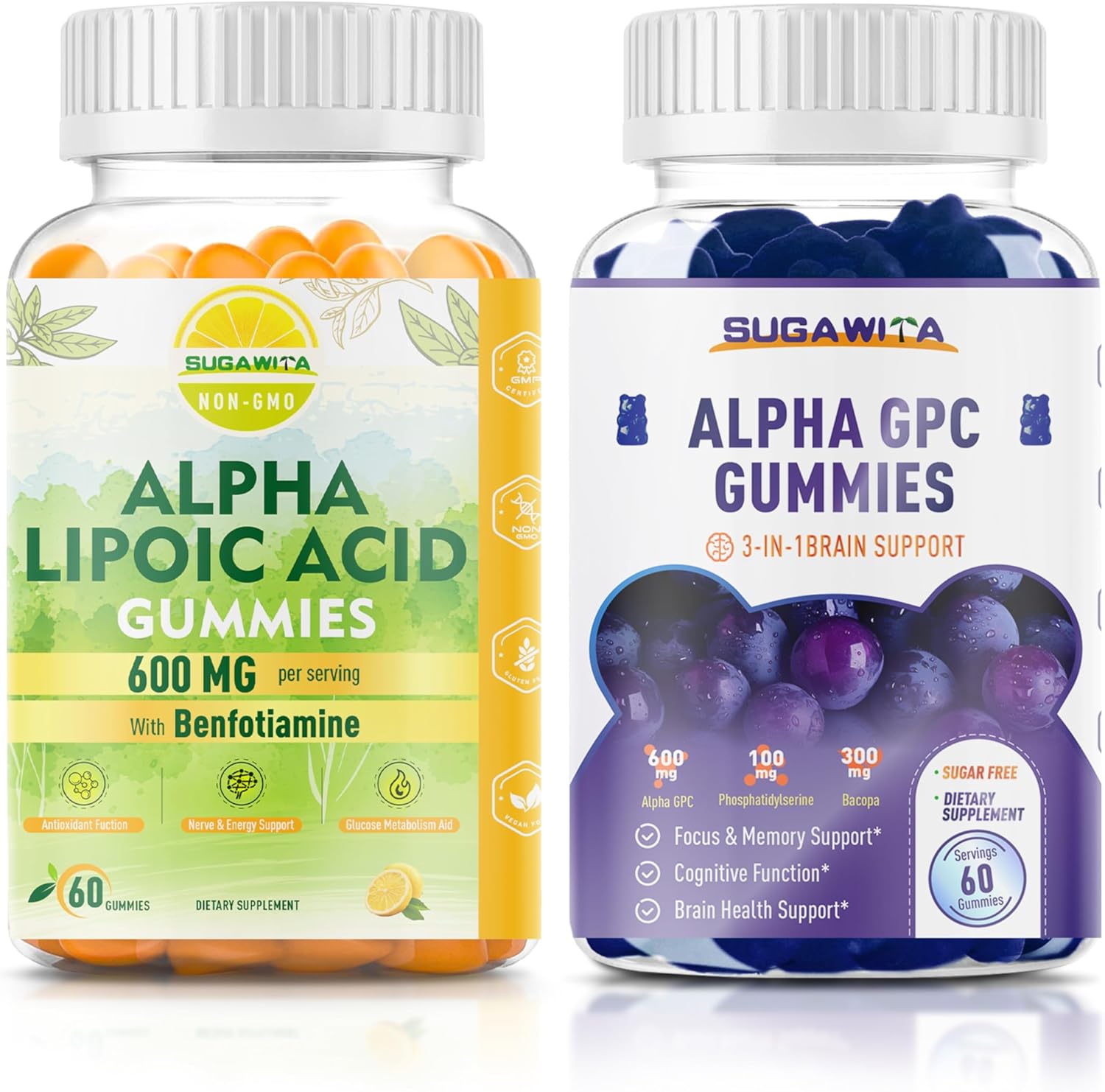 Amazon.com: SUGAWITA R-Alpha Lipoic Acid Gummies and Alpha GPC Choline ...