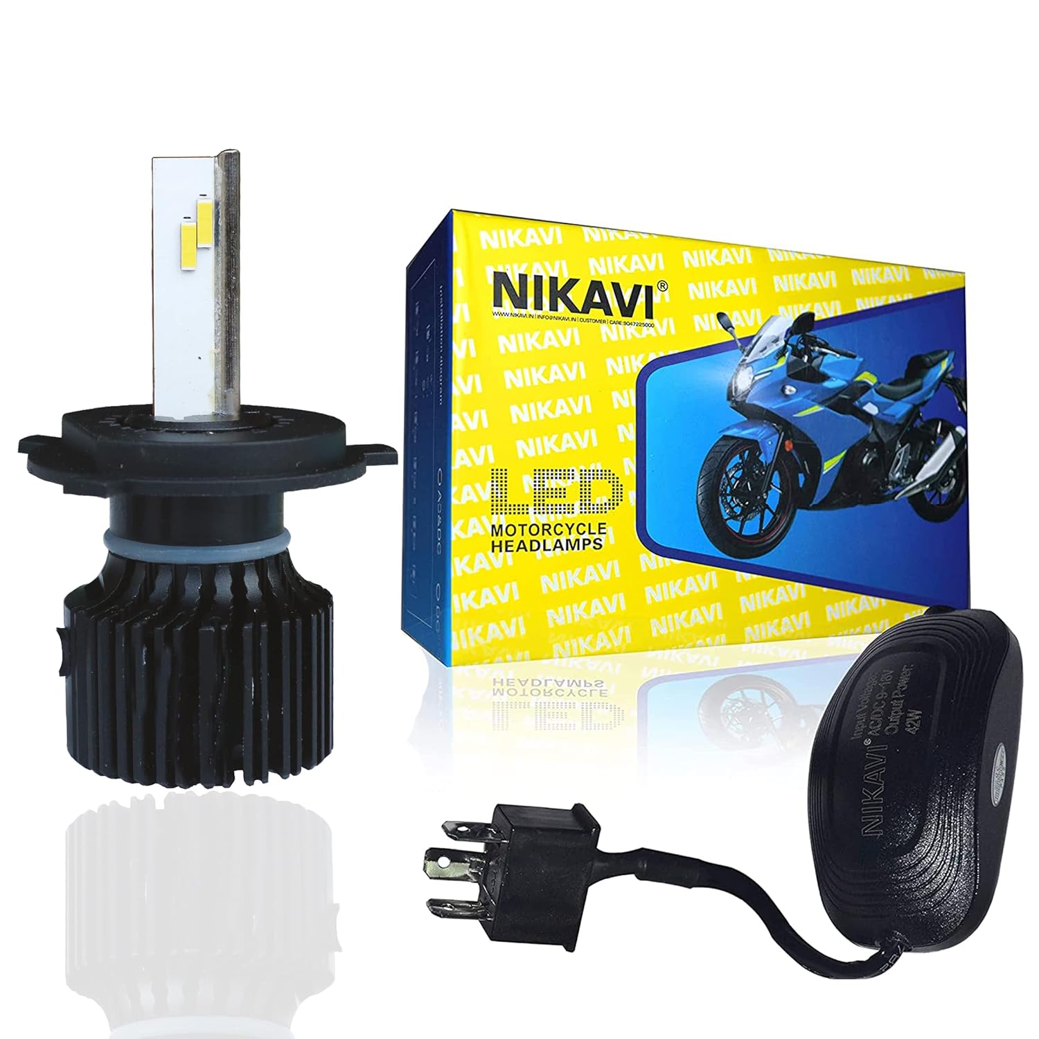 NIKAVI LED Headlights AC/DC Bulbs for Motorcycle - Low and High Beam Bulbs (NO2S) : Amazon.in ...
