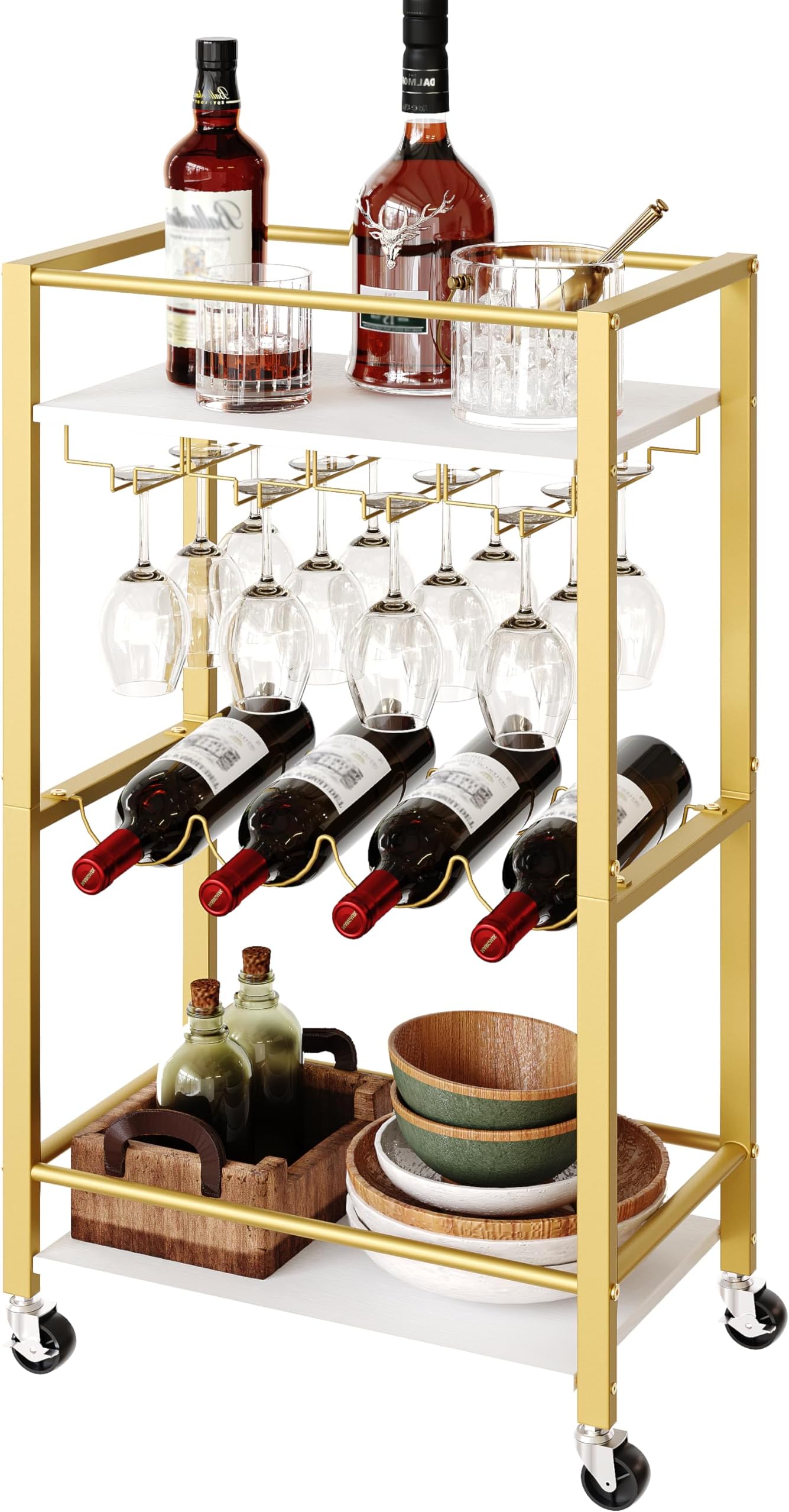 Amazon.com - Prodature Home-Bar-Serving-Cart with-Wine-Holder - Metal ...