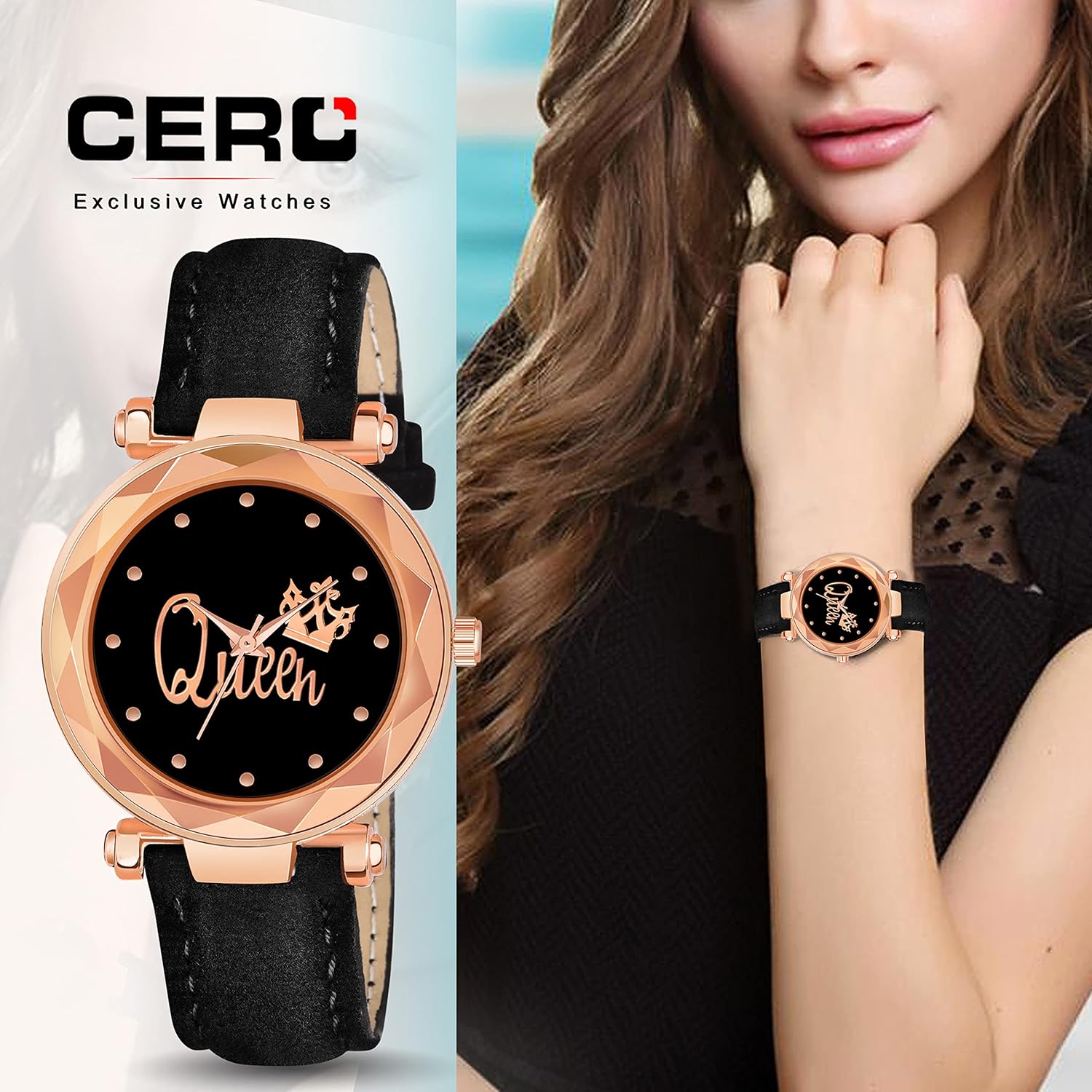 Buy CERO Pack of 3 Queen Dial Leathers Strap Analog Women and Girls ...