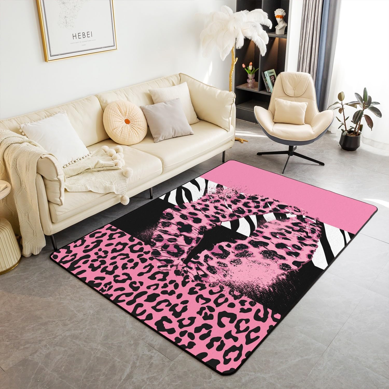 Amazon.com: Castle Fairy Rose Lips Area Rug 3'x5', Leopard Zebra Skin ...