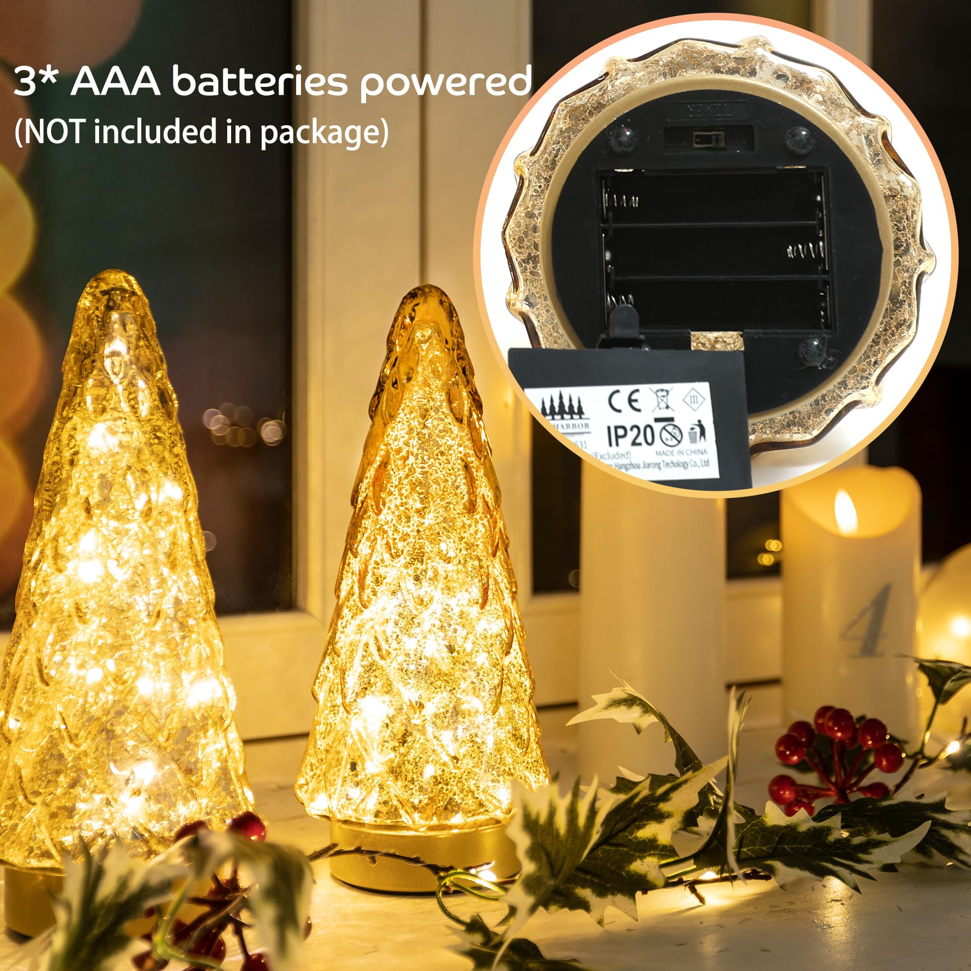 Snapklik.com : Glass Christmas Tree Battery Operated Lamp Timer ...