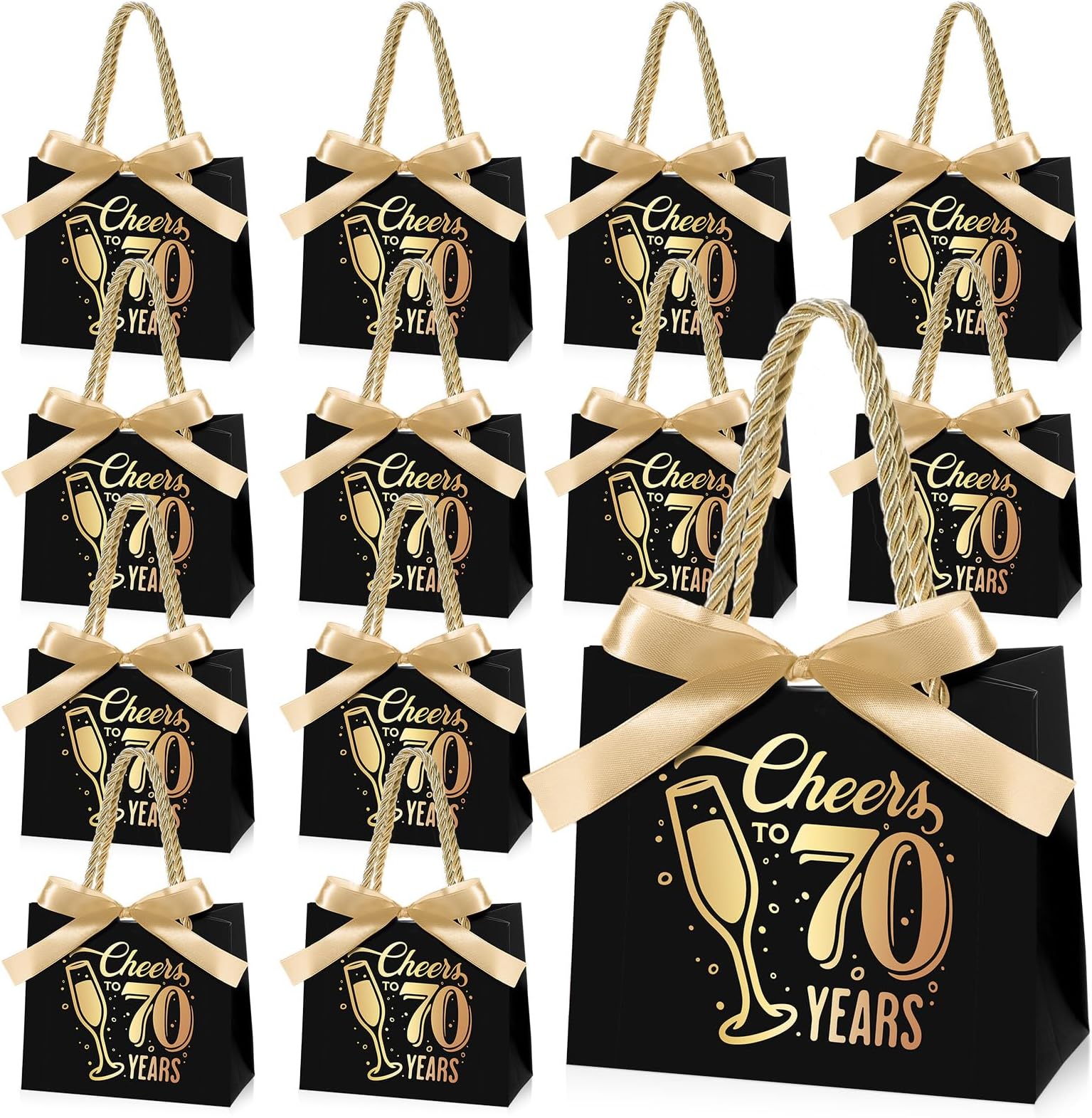 Amazon.com: Clysee 25 Pcs 70th Birthday Gift Bags with Handles Black ...