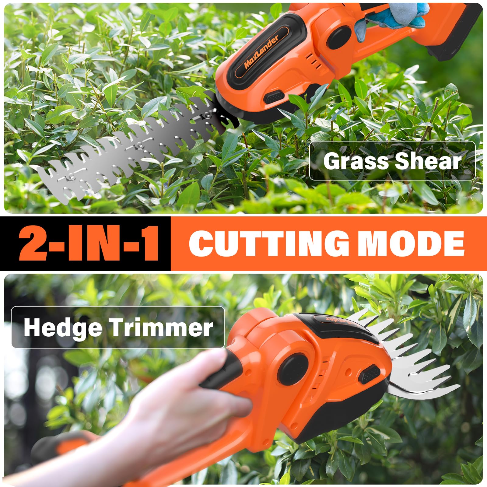 Snapklik.com : MAXLANDER Cordless Grass Shears & Hedge Trimmer, 2-in-1 ...