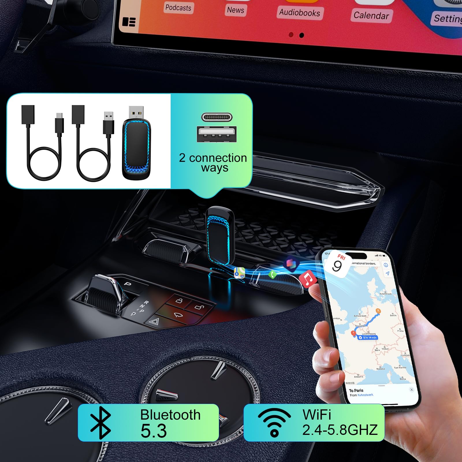 Snapklik 2024 Upgraded Wireless Carplay Android Auto 2 In 1