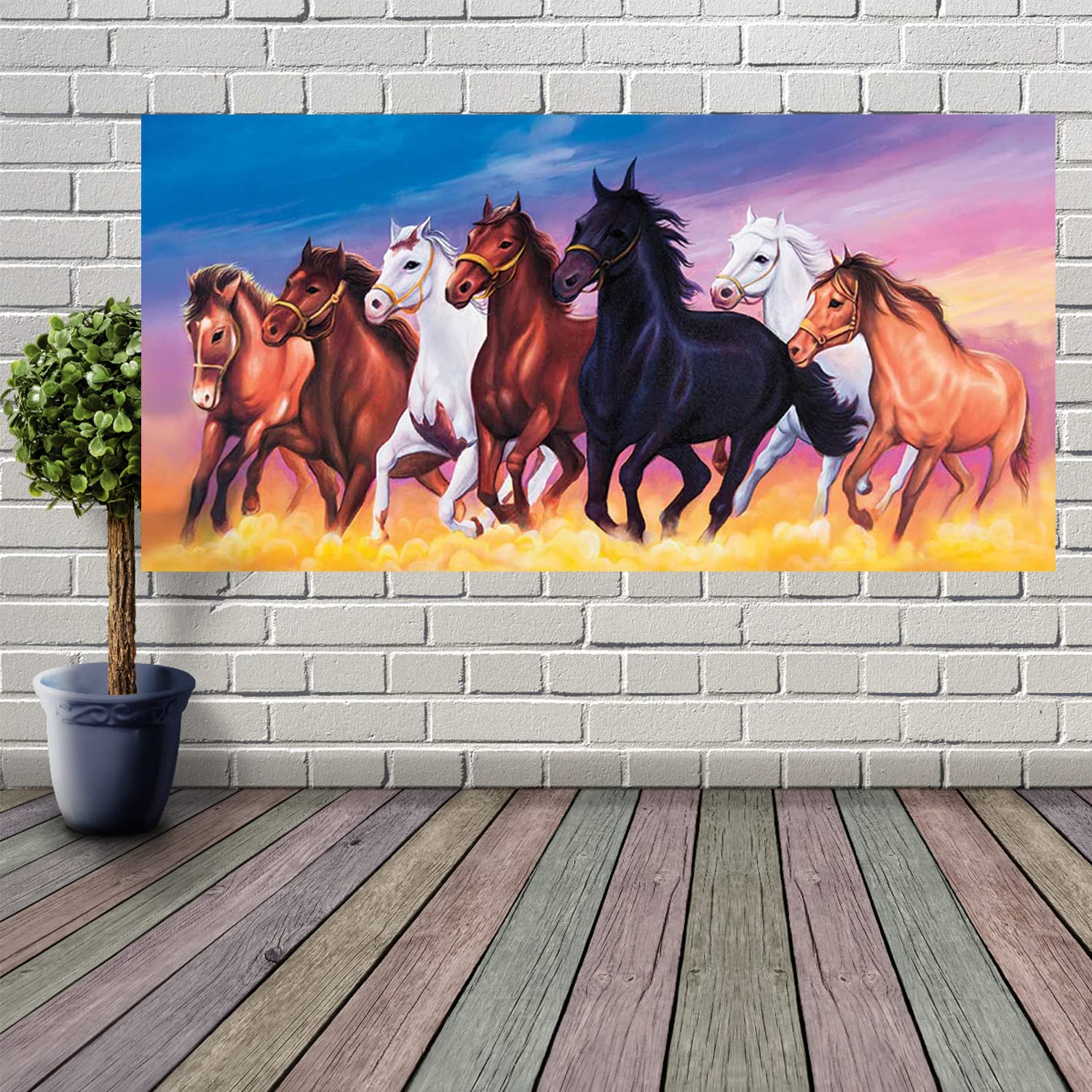 Wallpics® Lucky Seven Horses Running at Sunrise ll 7 Horse vastu Vinyl ...