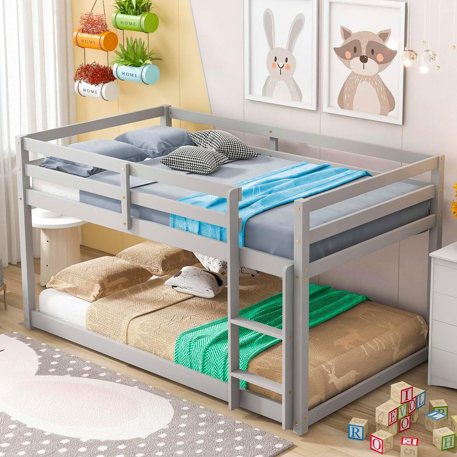 Anwick Litera baja de tamaño individual sobre individual con escaleras ...