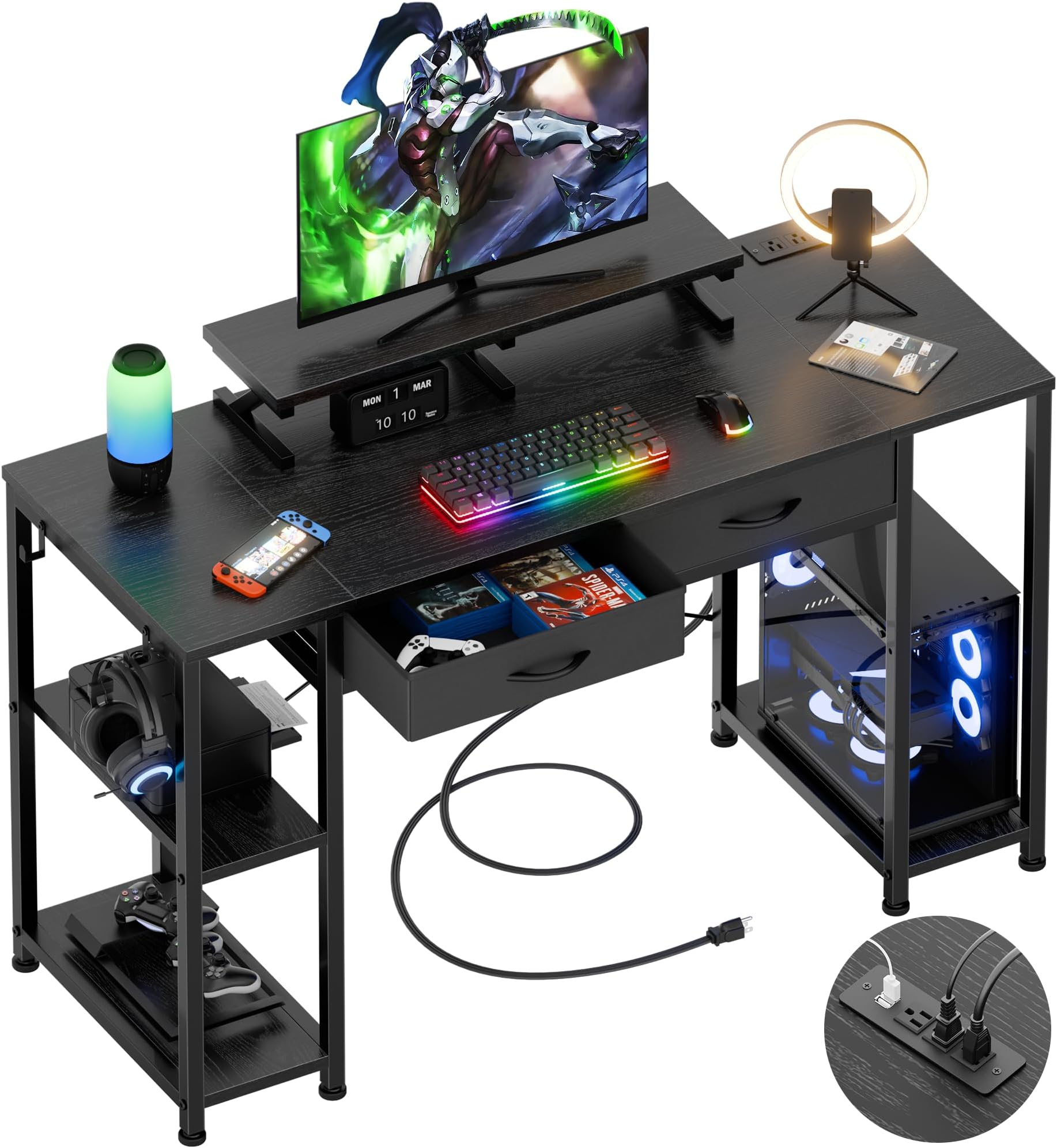 Amazon.com: GIKPAL 47 inch Computer Desk with Storage and Shelves ...
