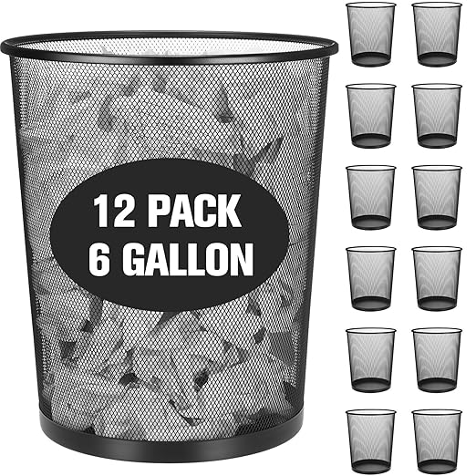 Amazon.com: Jinei 12 Pcs Black Mesh Trash Cans 5.8 Gallon Mesh Round ...