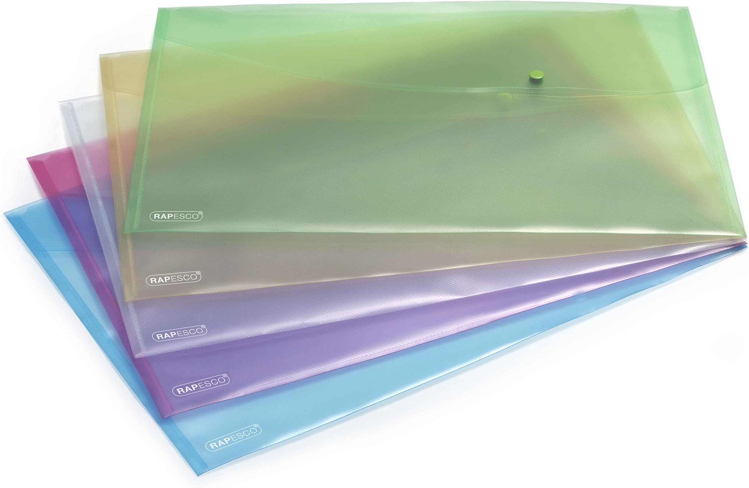 Rapesco 0697 Popper Wallets, A3, Assorted Transparent Colours, Pack of ...