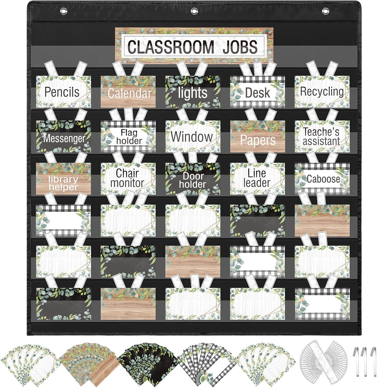Amazon.com: Class Jobs Pocket Chart Classroom Pocket Holder Daily ...