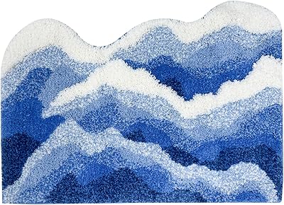 Amazon.com: Loyeeho Wavy Bathroom Rug - Ocean Blue 3D Microfiber Carpet ...