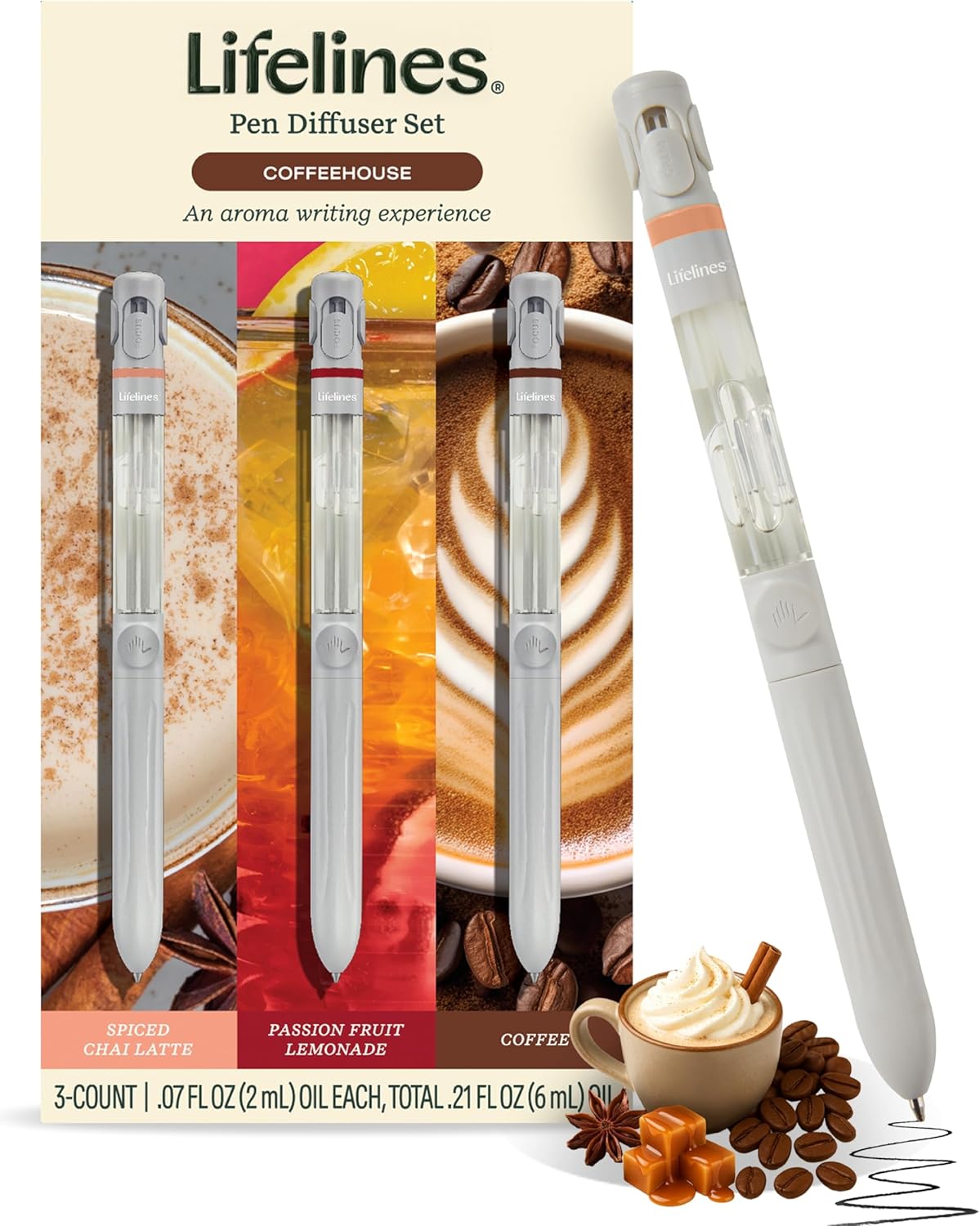 Amazon.com : Lifelines Pen Diffuser Set, Coffeehouse 3-Pack - 1mm Black ...