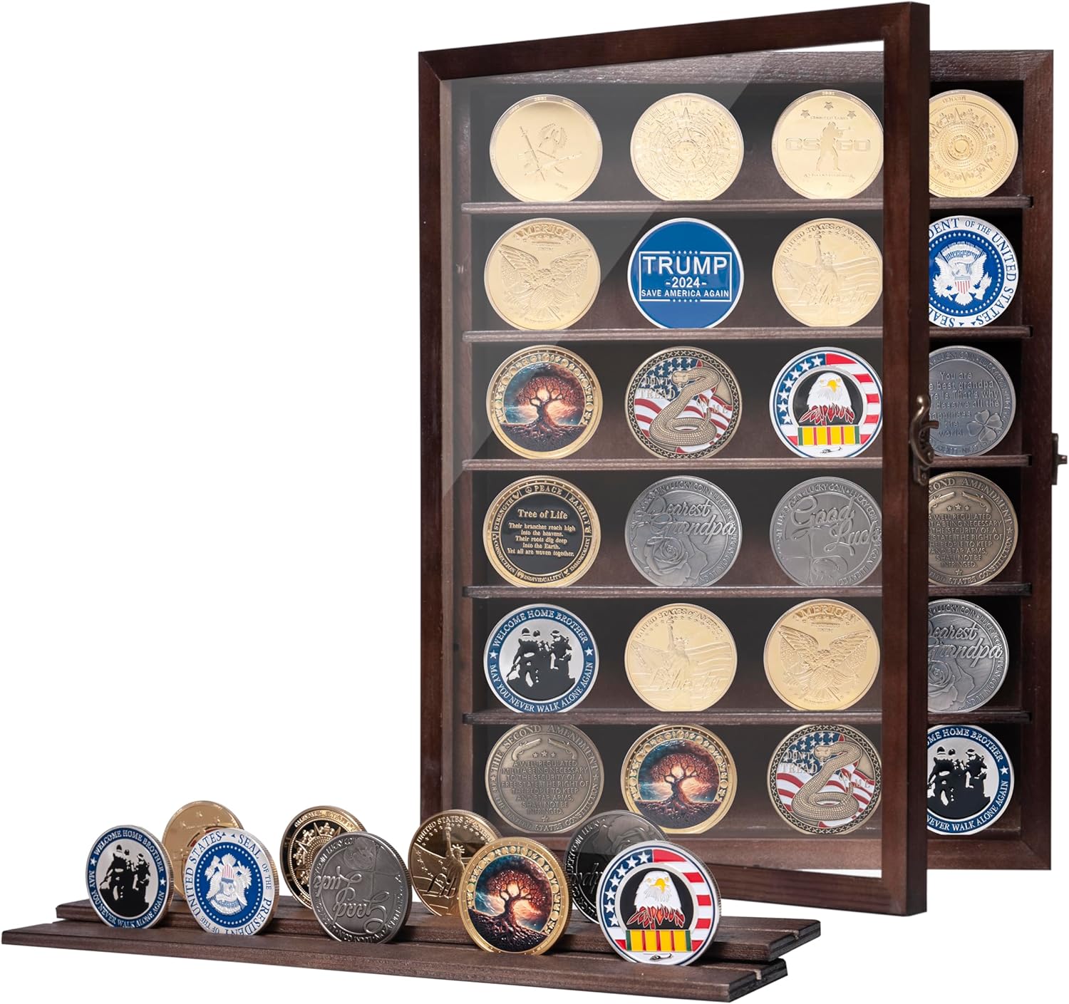 Amazon.com: Wooden Military Challenge Coin Holder Display Case Lockable ...