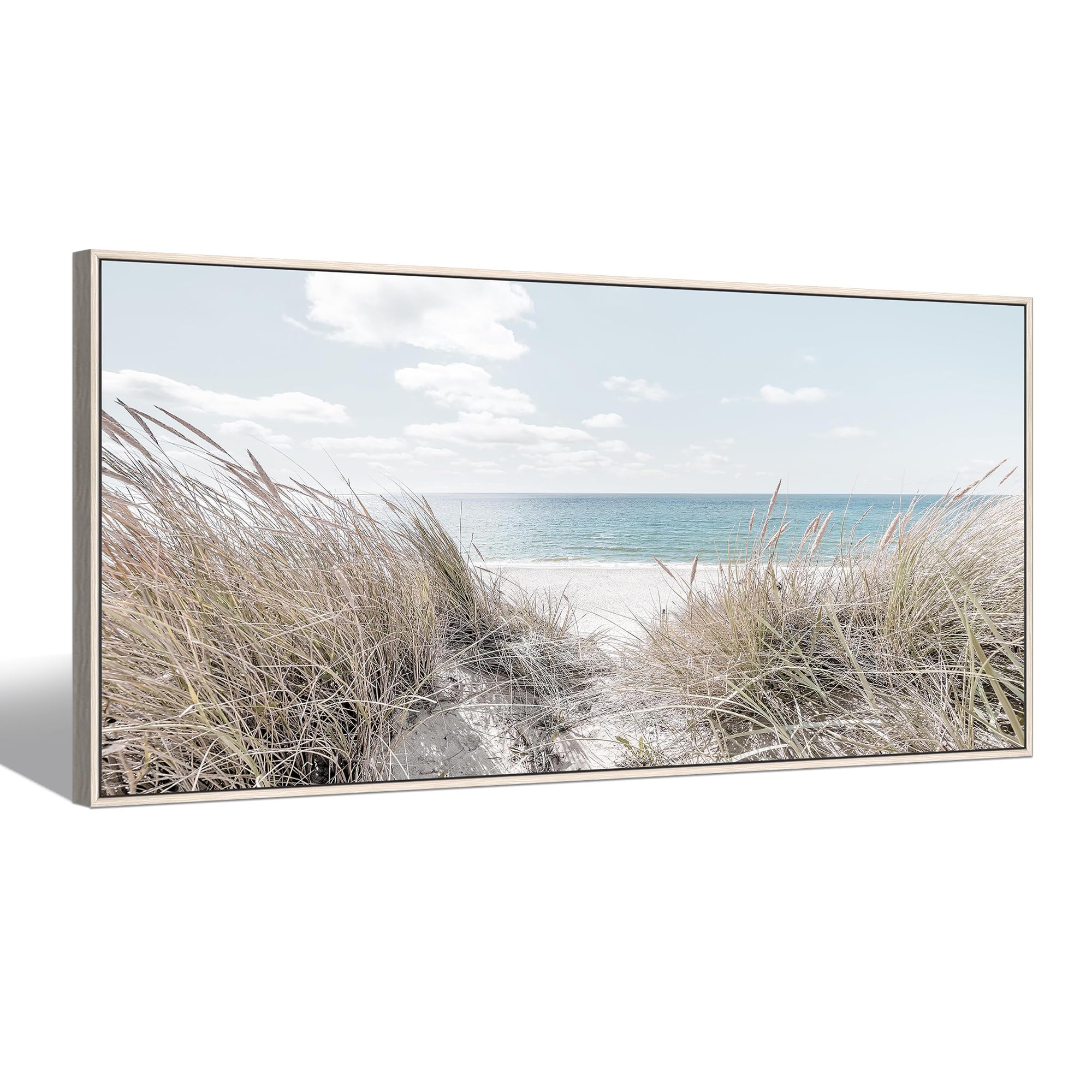 Amazon.com: Beach Canvas Framed Wall Art: Large Coastal Seascape ...