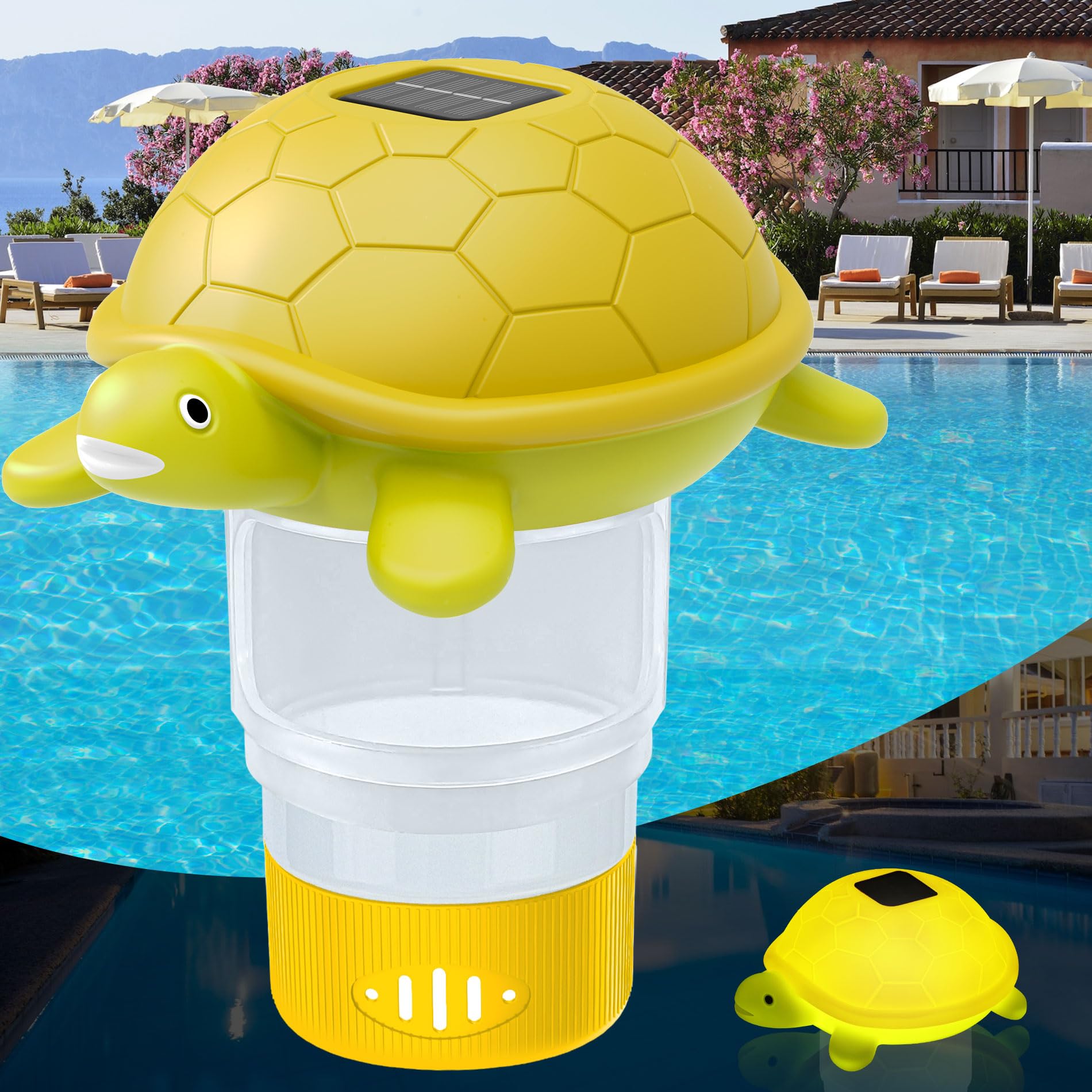 Amazon.com : Chsuiwe Pool Chlorine Floater with Light, Turtle Solar ...