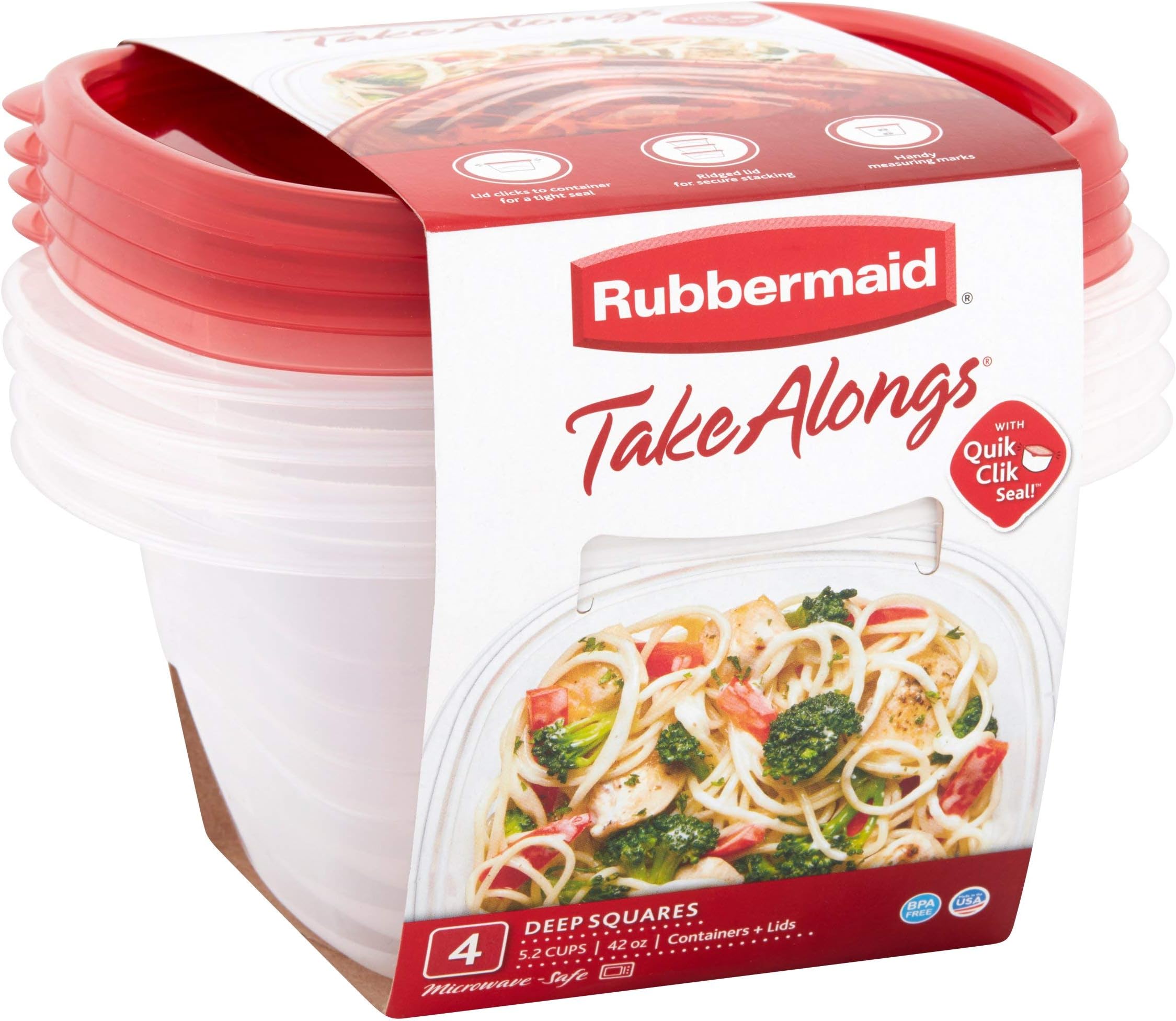 Amazon.com: Rubbermaid TakeAlongs Deep Square Food Storage Containers ...