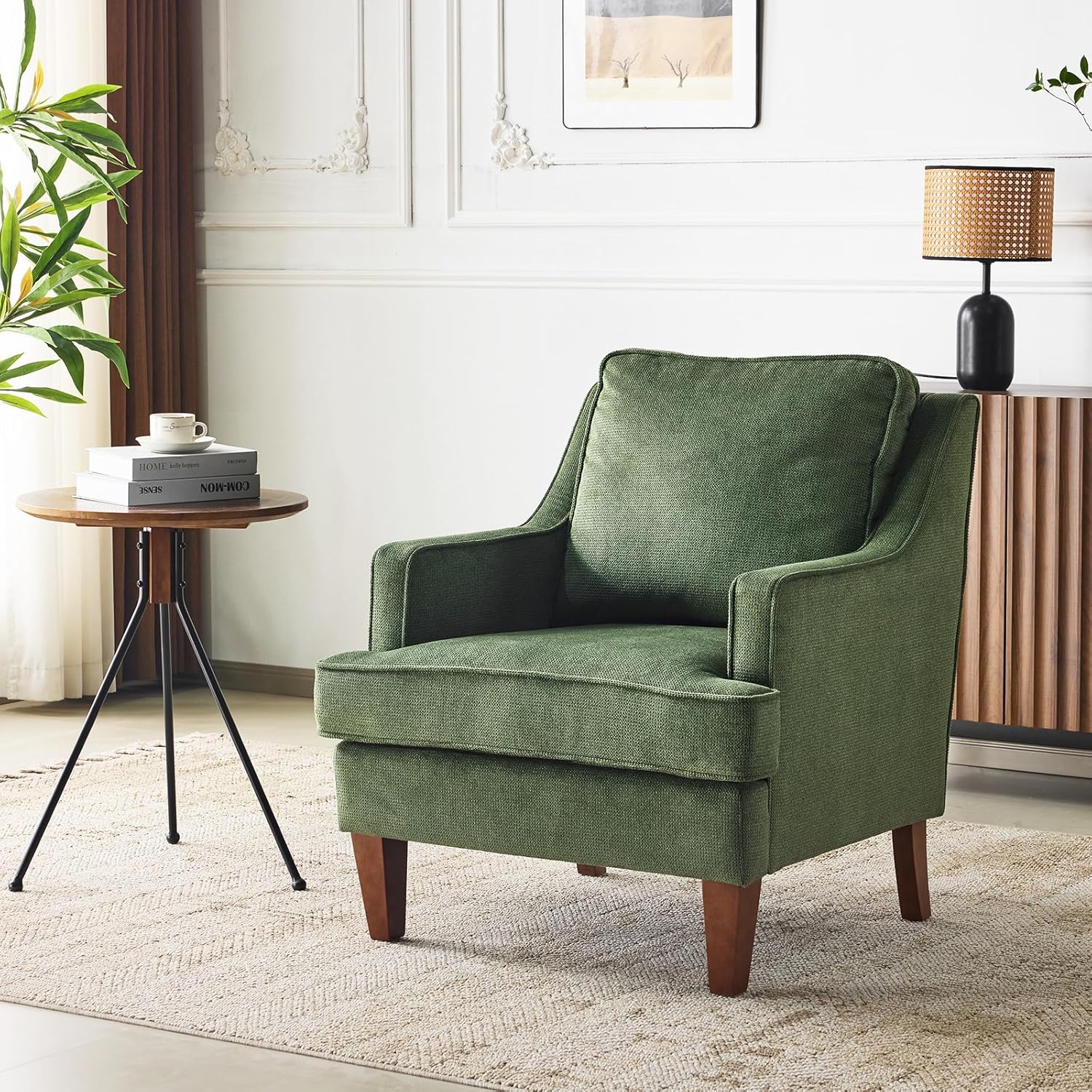 Amazon.com: VINGLI Mid-Century Accent Chairs, Green Upholstered ...
