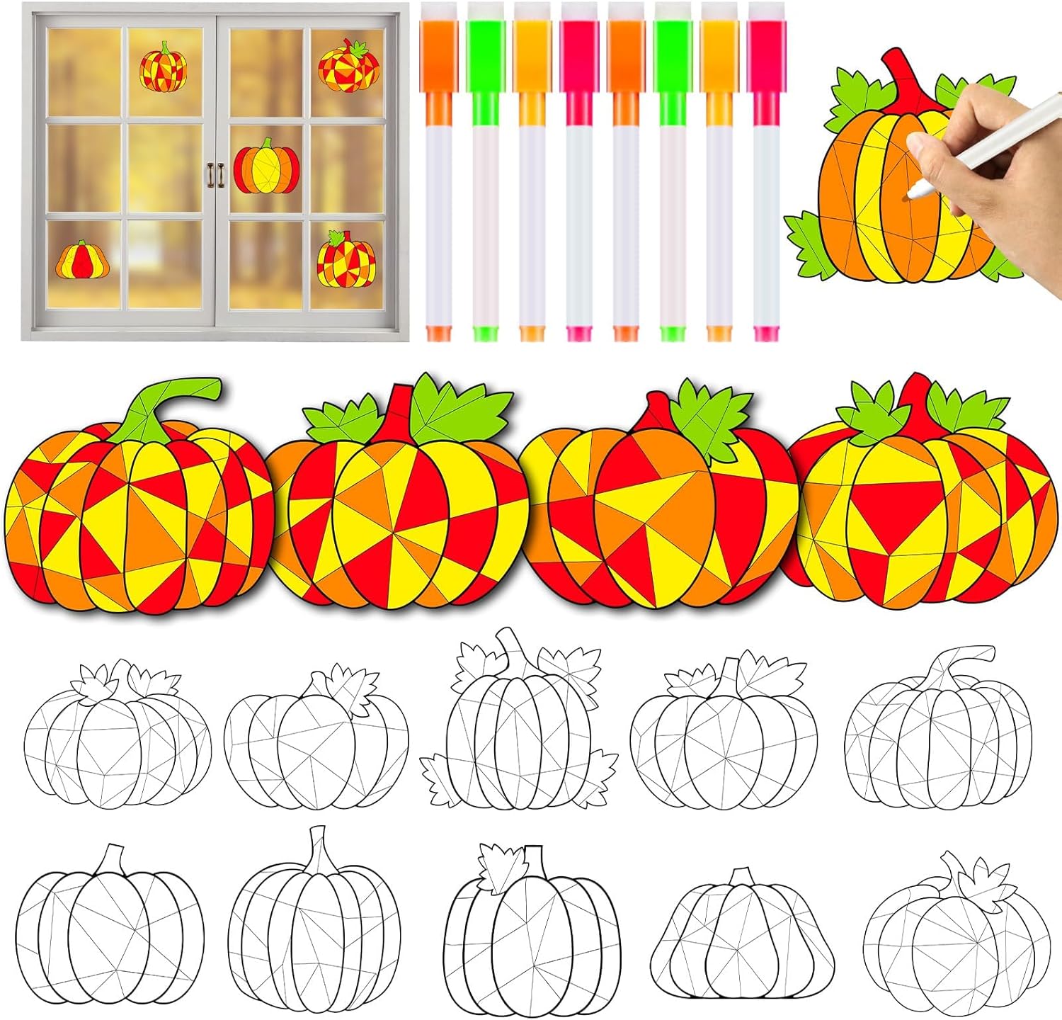 Amazon.com: 30pcs Thanksgiving Fall Pumpkin Suncatchers Crafts Kit for ...