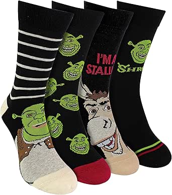 Shrek 4 Pairs Multipack Mens Socks | Breathable Fun Novelty Donkey ...