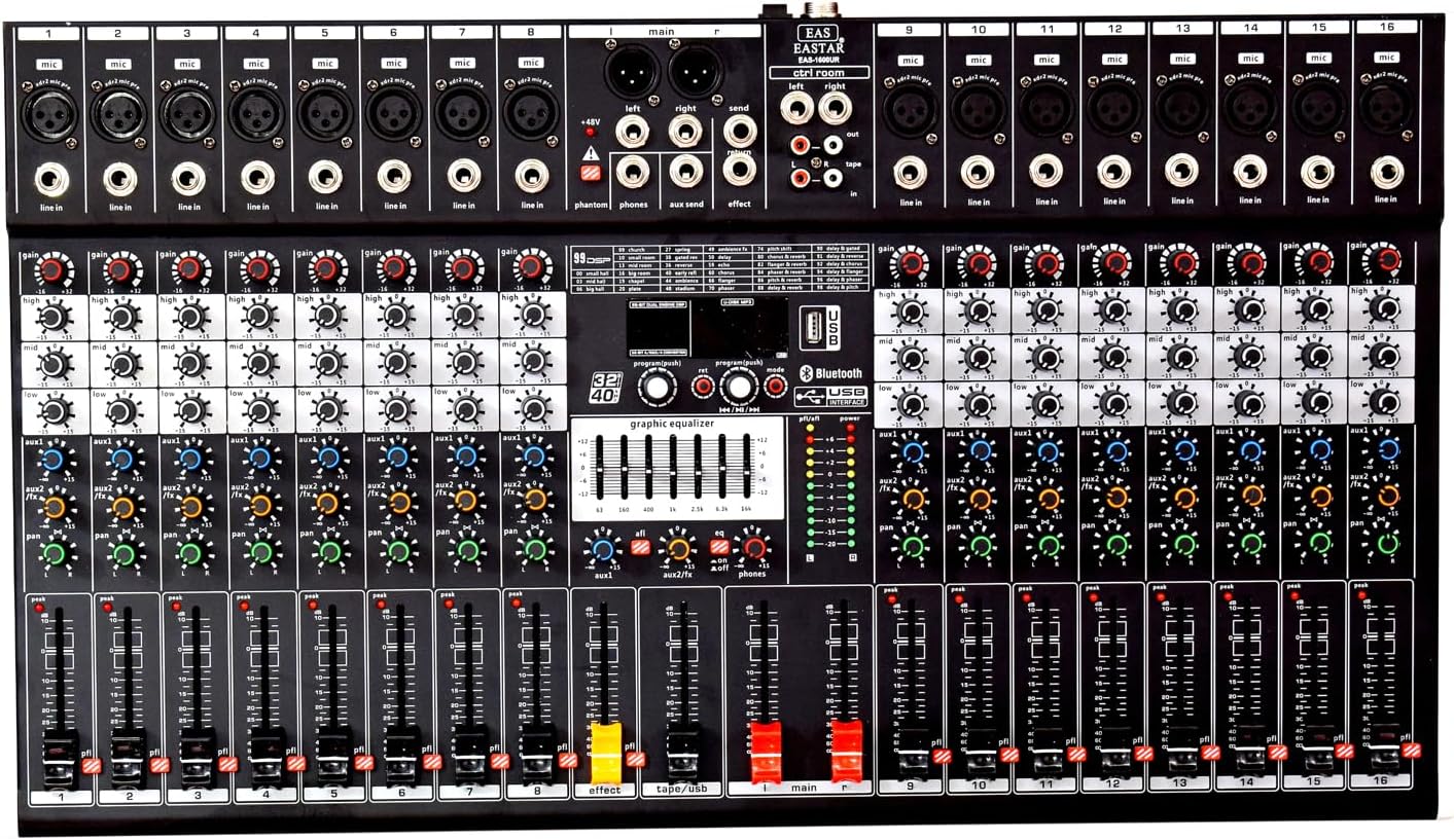 kh Professional Audio Mixer 16 Channels 3-Band EQ Audio Music Mixer ...