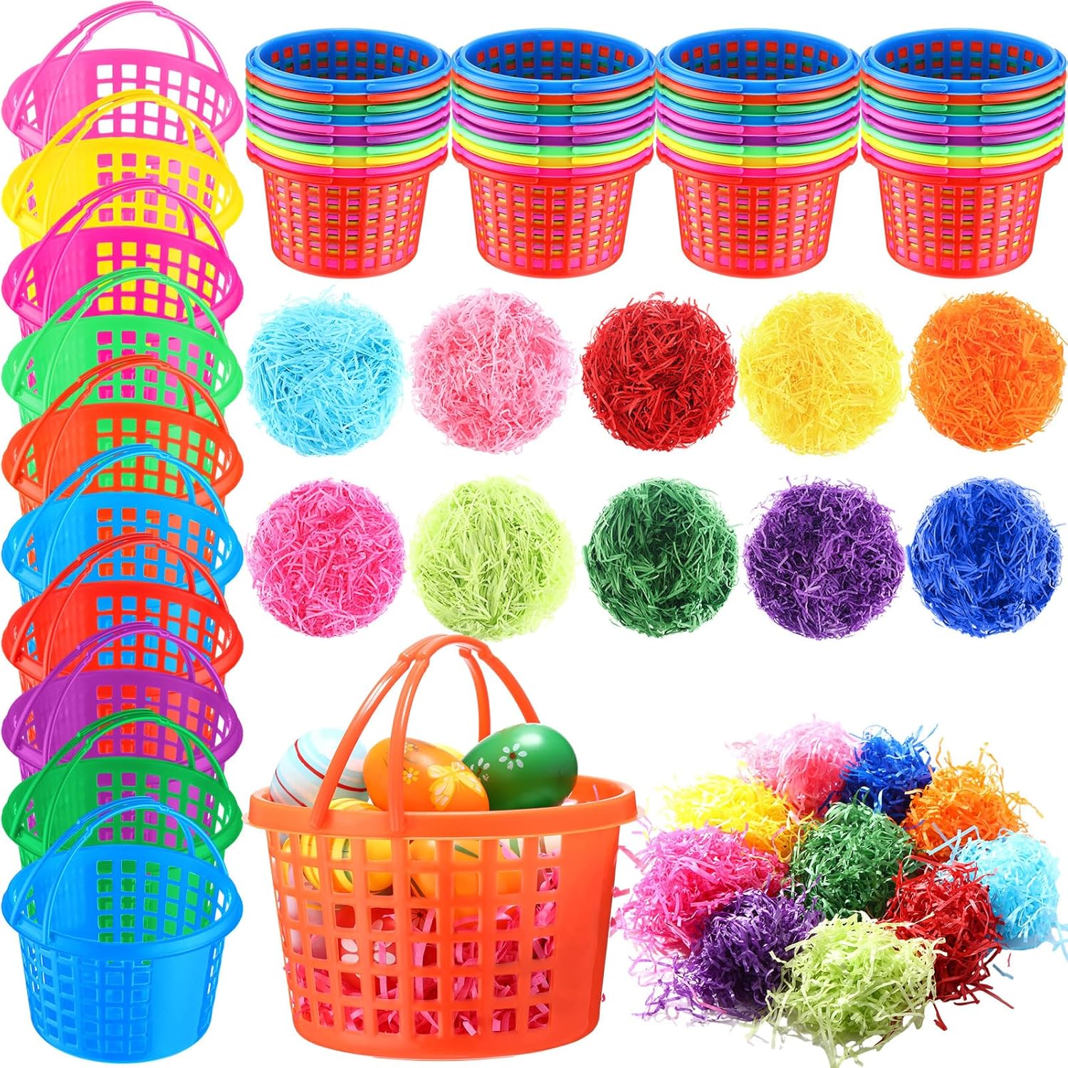 Amazon.com: Wenqik 50 Pcs Plastic Easter Baskets for Kids Bulk 4.3 x 6. ...