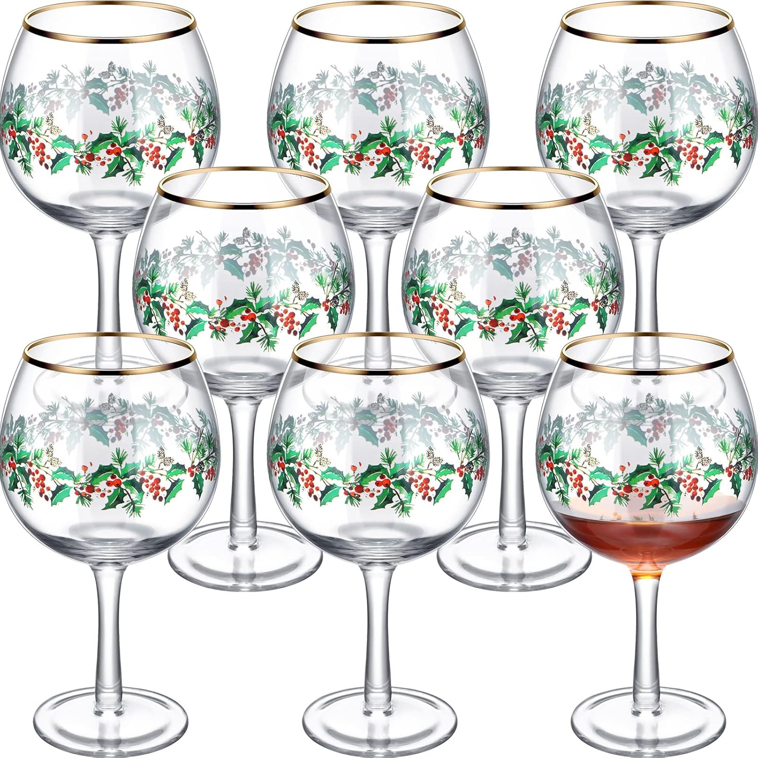 Amazon.com | Gandeer Christmas Wine Glasses Set Long Stem Wine Glasses ...