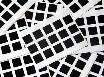 150 Black Square Stickers - Sticky Coloured Self Adhesive Squares for ...