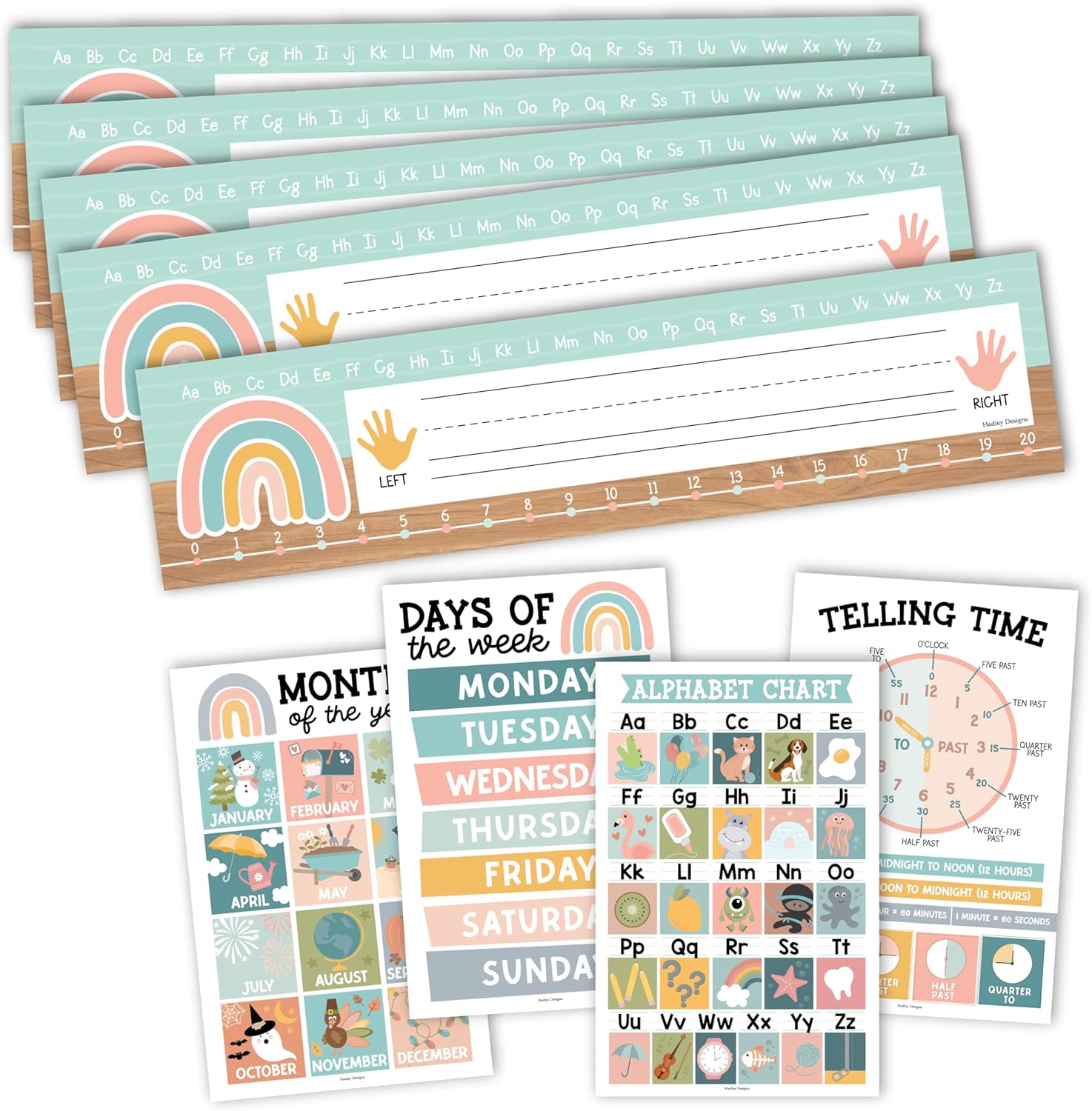 Amazon.com: Hadley Designs 25 Rainbow Desk Name Plates for Classroom, 9 ...