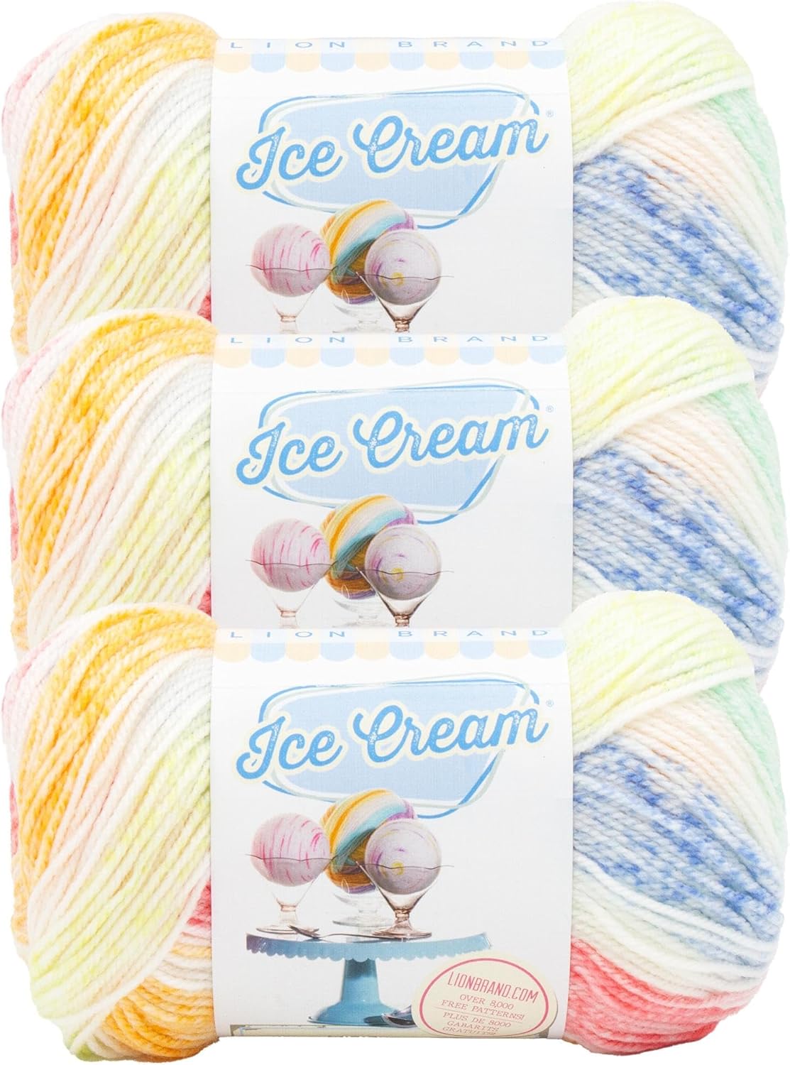 Amazon.com: Lion Brand Yarn Ice Cream, Baby Yarn for Knitting and ...