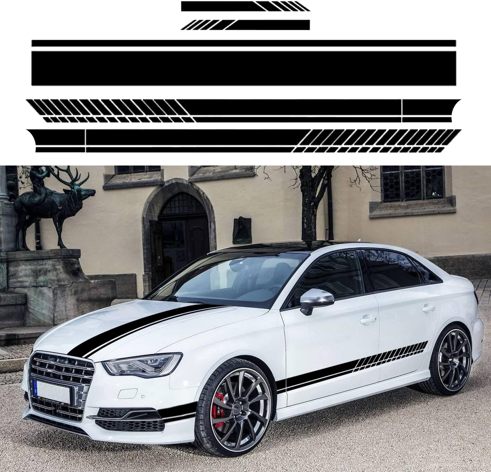 Amazon.com - HUWANDE Racing Side Stripe Stickers for Car,Vinyl Car Hood ...