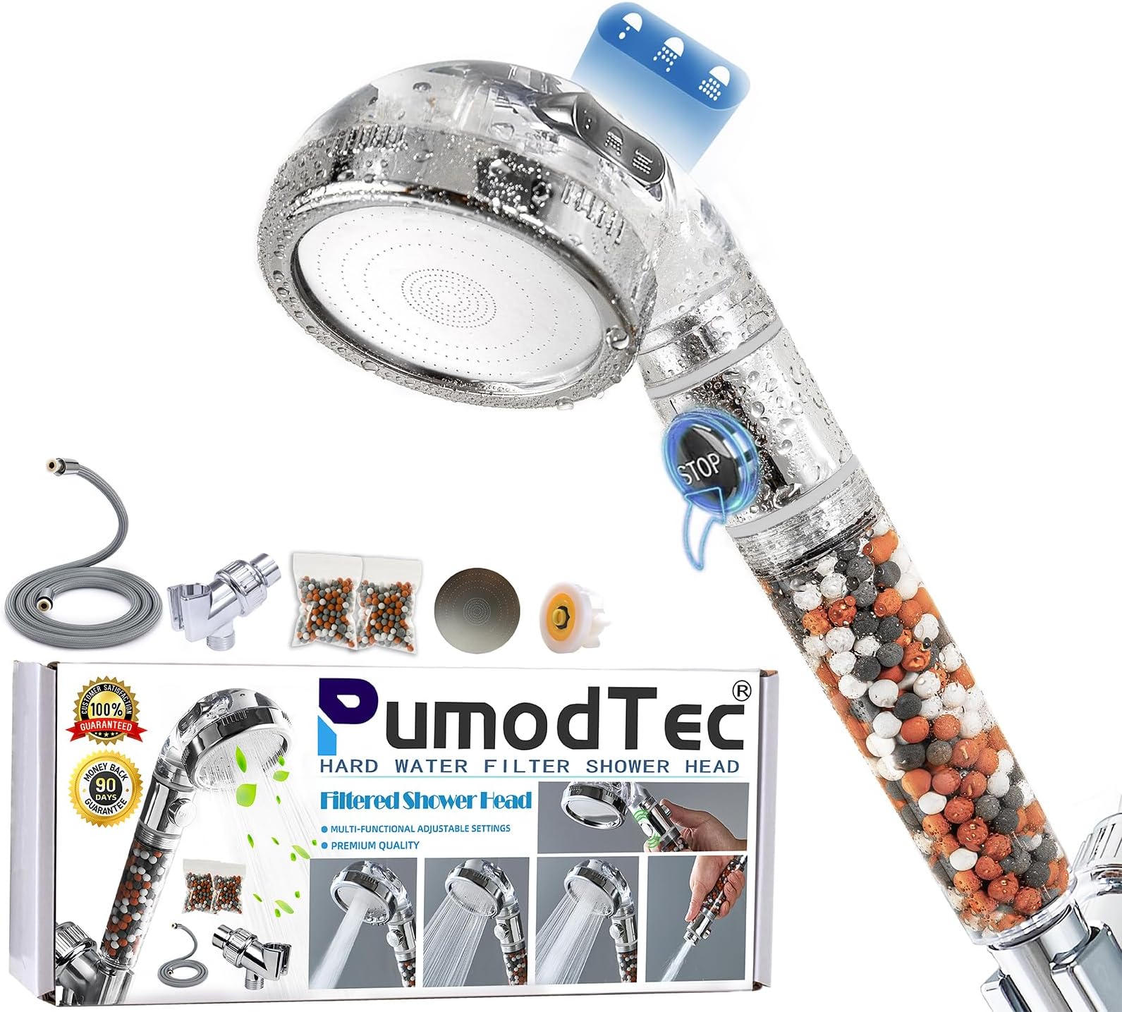 PureAction Water Softener Shower Head Filter for Hard Water - Chlorine ...