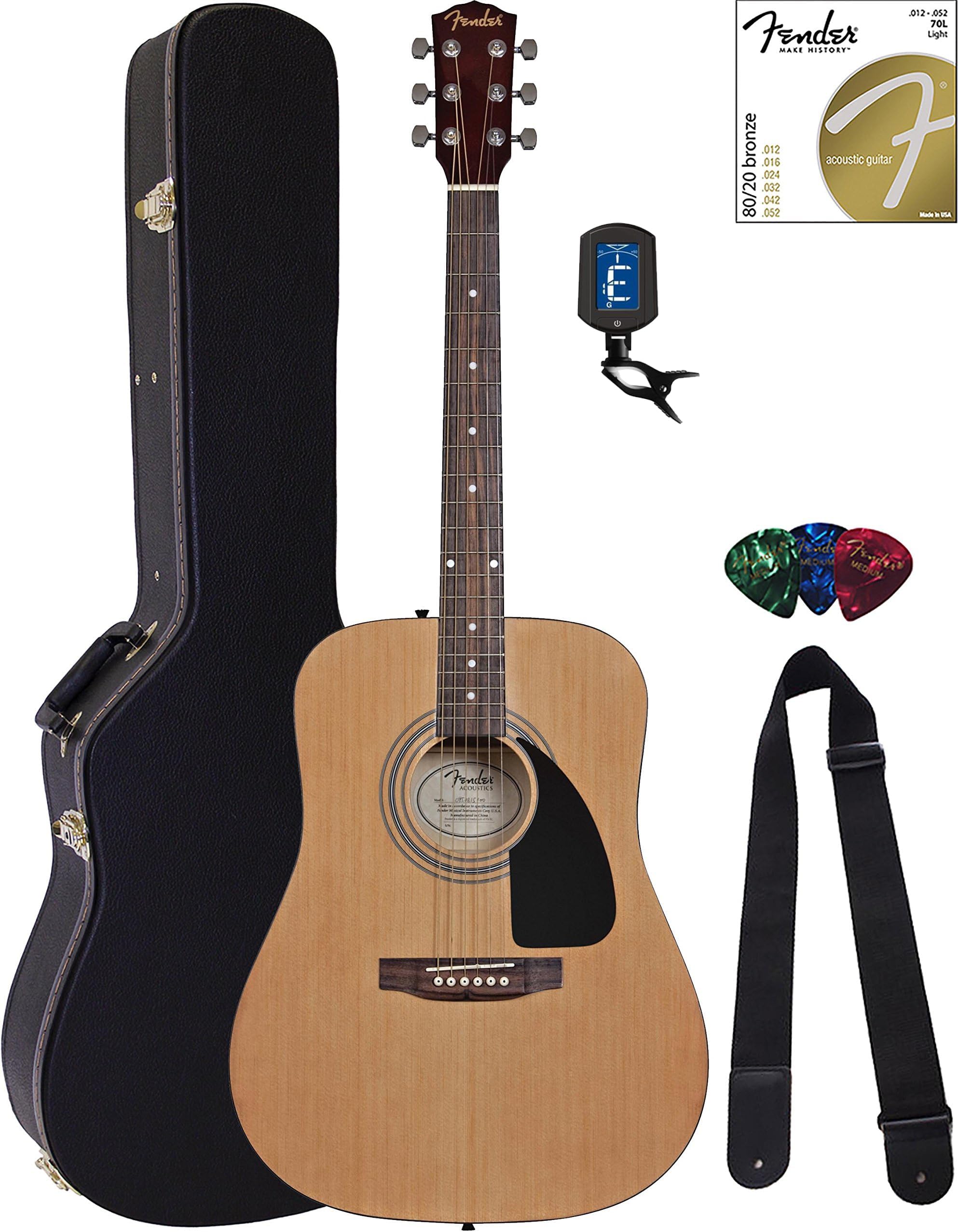Amazon.com: Fender FA-115 Dreadnought Acoustic Guitar - Natural Bundle ...