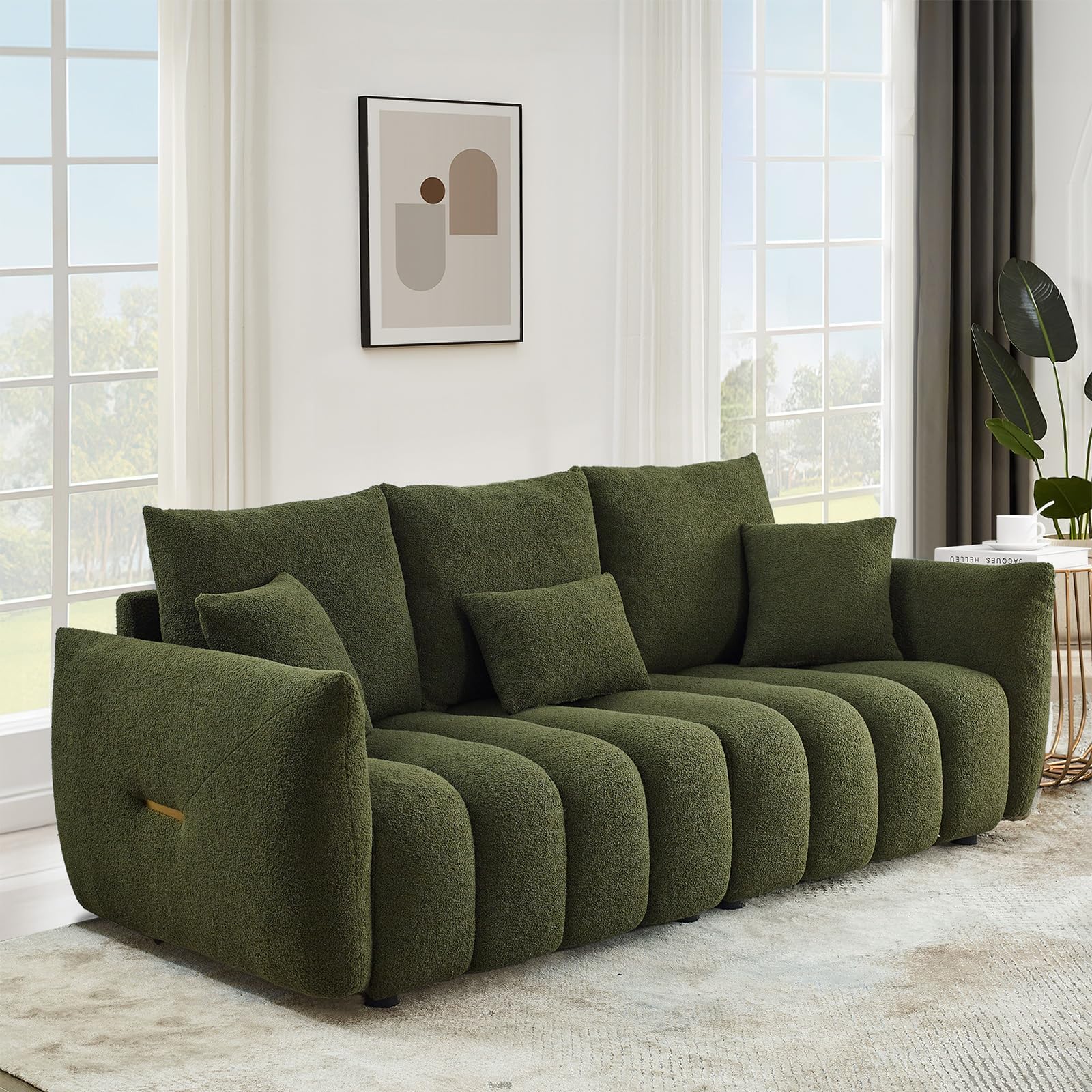 Amazon.com: Teddy Fabric Curved Modular Sectional Sofas with Decorative ...