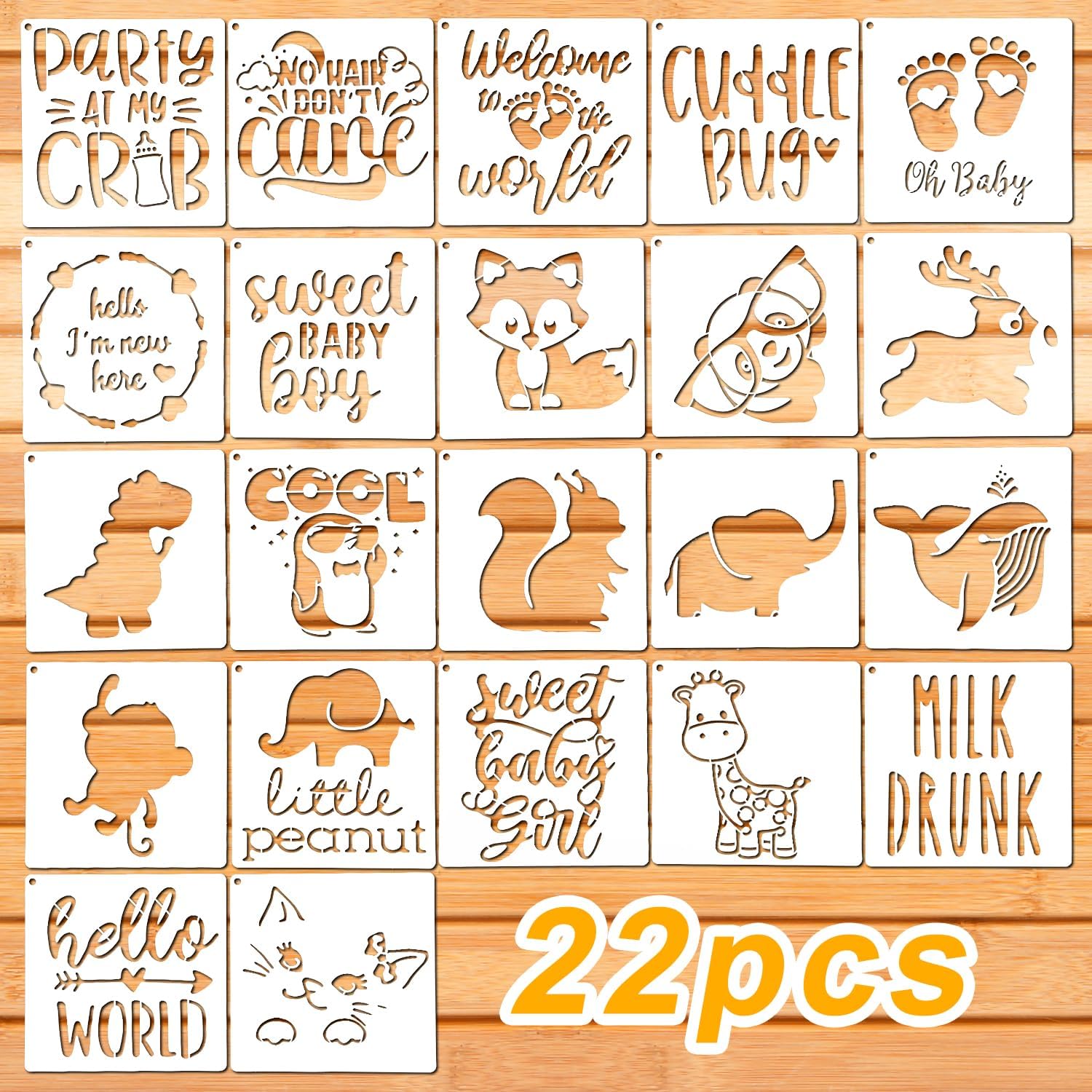 Amazon.com: 16 Pack Stencils for Baby Shower Cute Onesie Stencil Kit ...