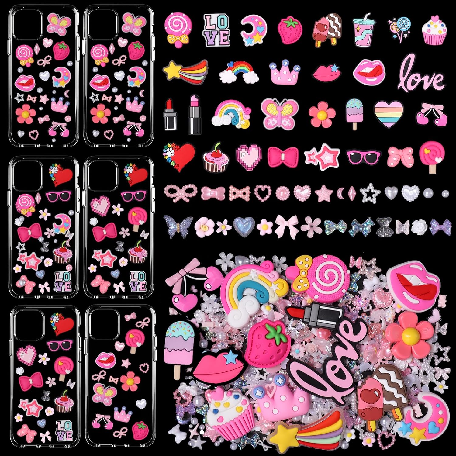 Amazon.com: Cynailli 330 Pcs Junk Phone Case Resin Charms Kit, Mix Pink ...