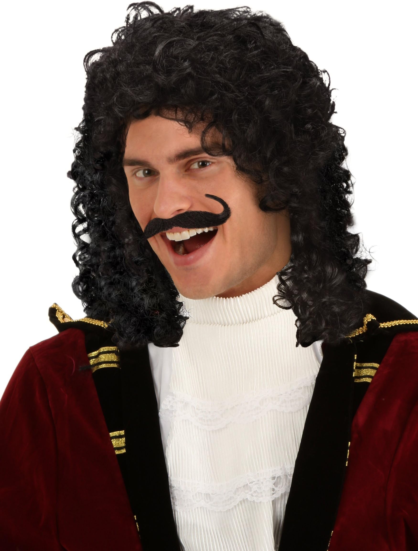 Amazon.com: Men's Pirate Captain Hook Costume Wig | Long & Curly Black ...