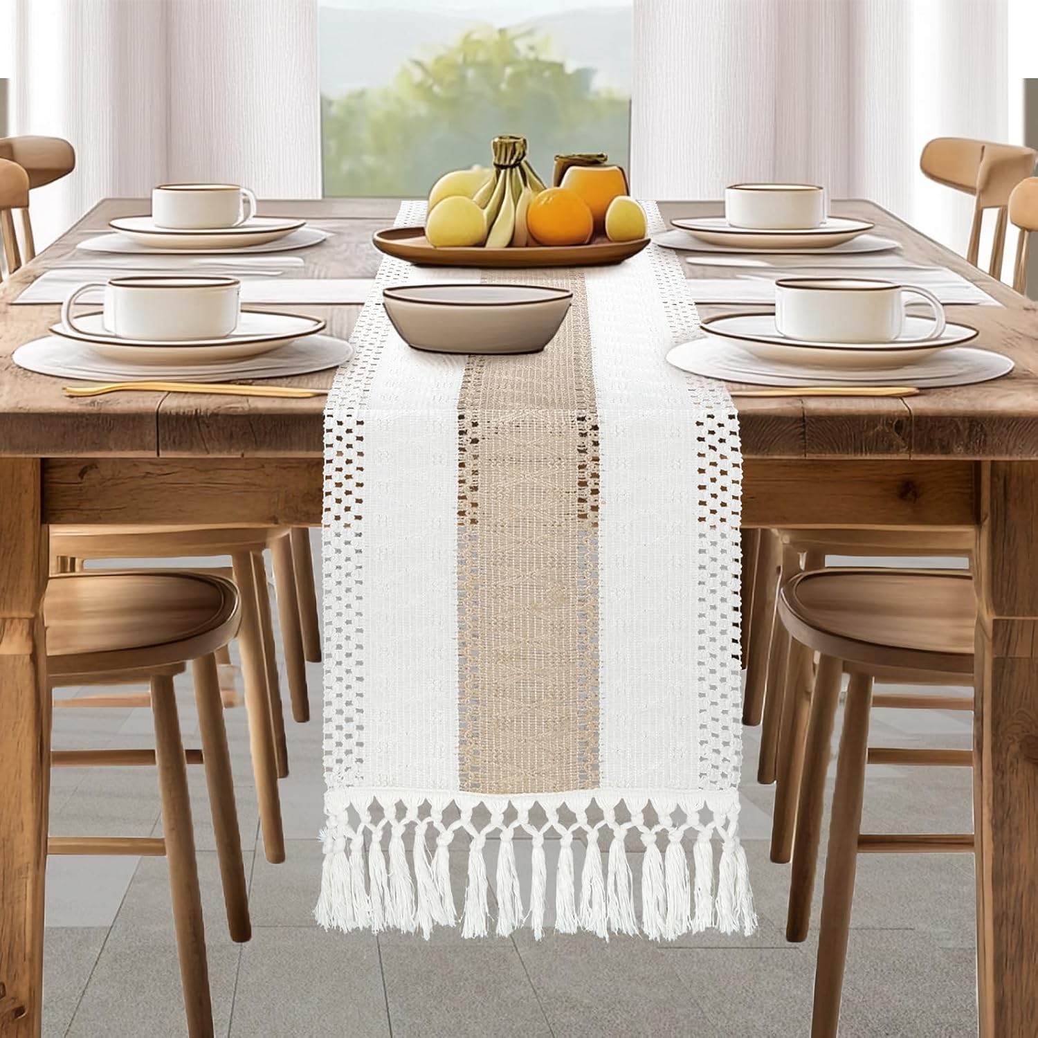 Amazon.com: Farmhouse Table Runner 71 Inch Boho Runners for Tables with ...
