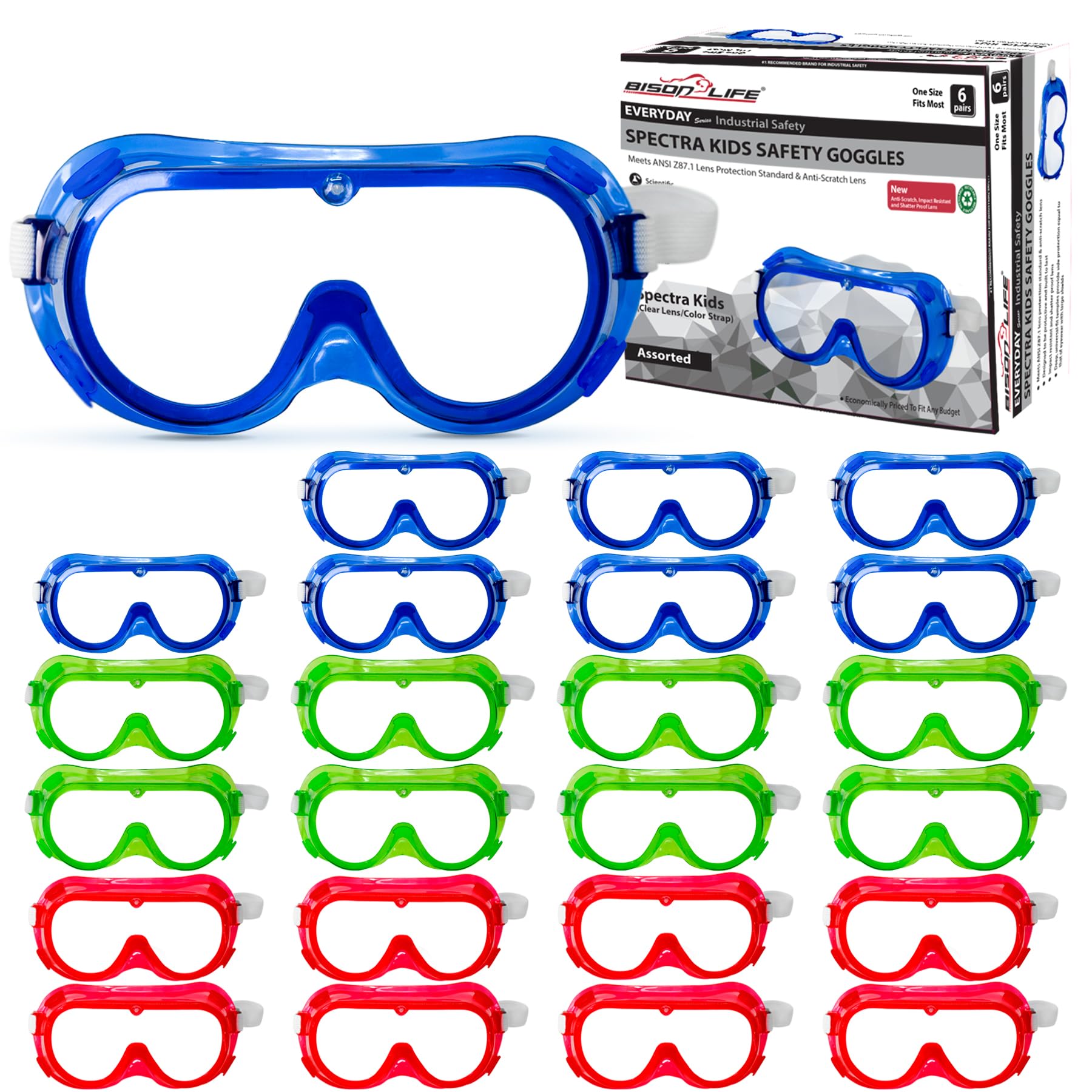 Snapklik.com : 24 Pack Of Kids Safety Goggles, Kids Lab Goggles Fit ...