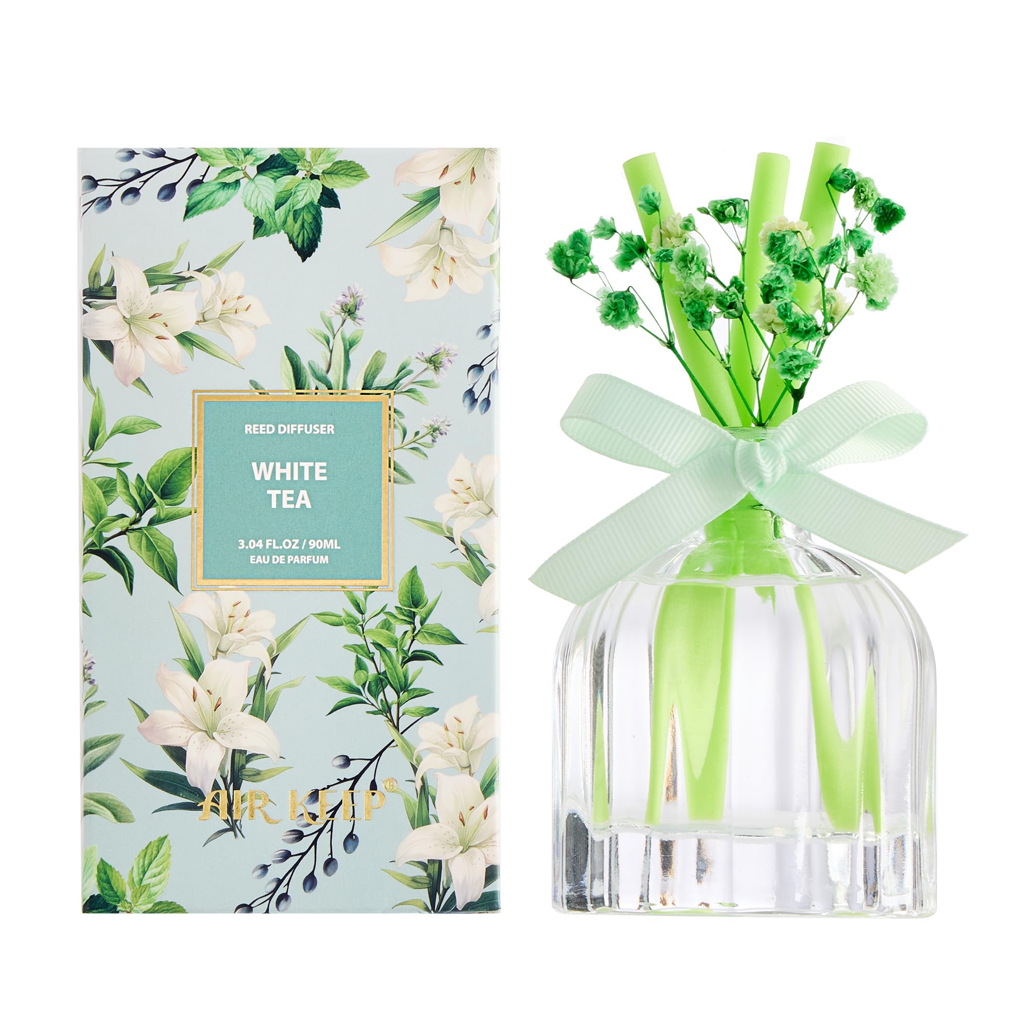 Amazon.com: Airkeep Reed Diffuser Set with 3 Sticks,3.04oz White Tea ...