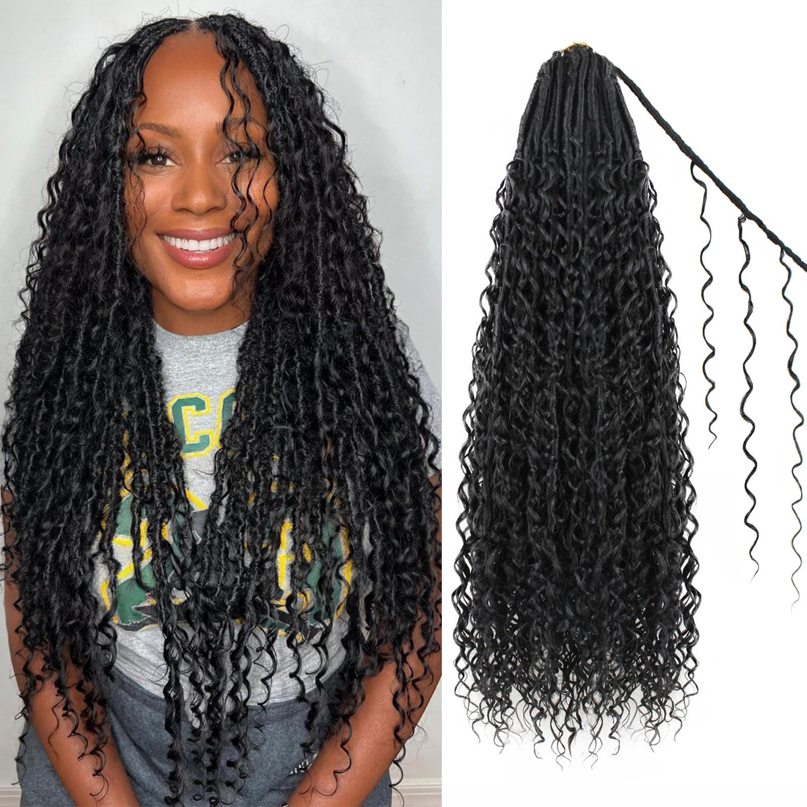 Amazon.com : Haftaluv Boho Faux Locs Crochet Hair 9 Packs Long Goddess ...