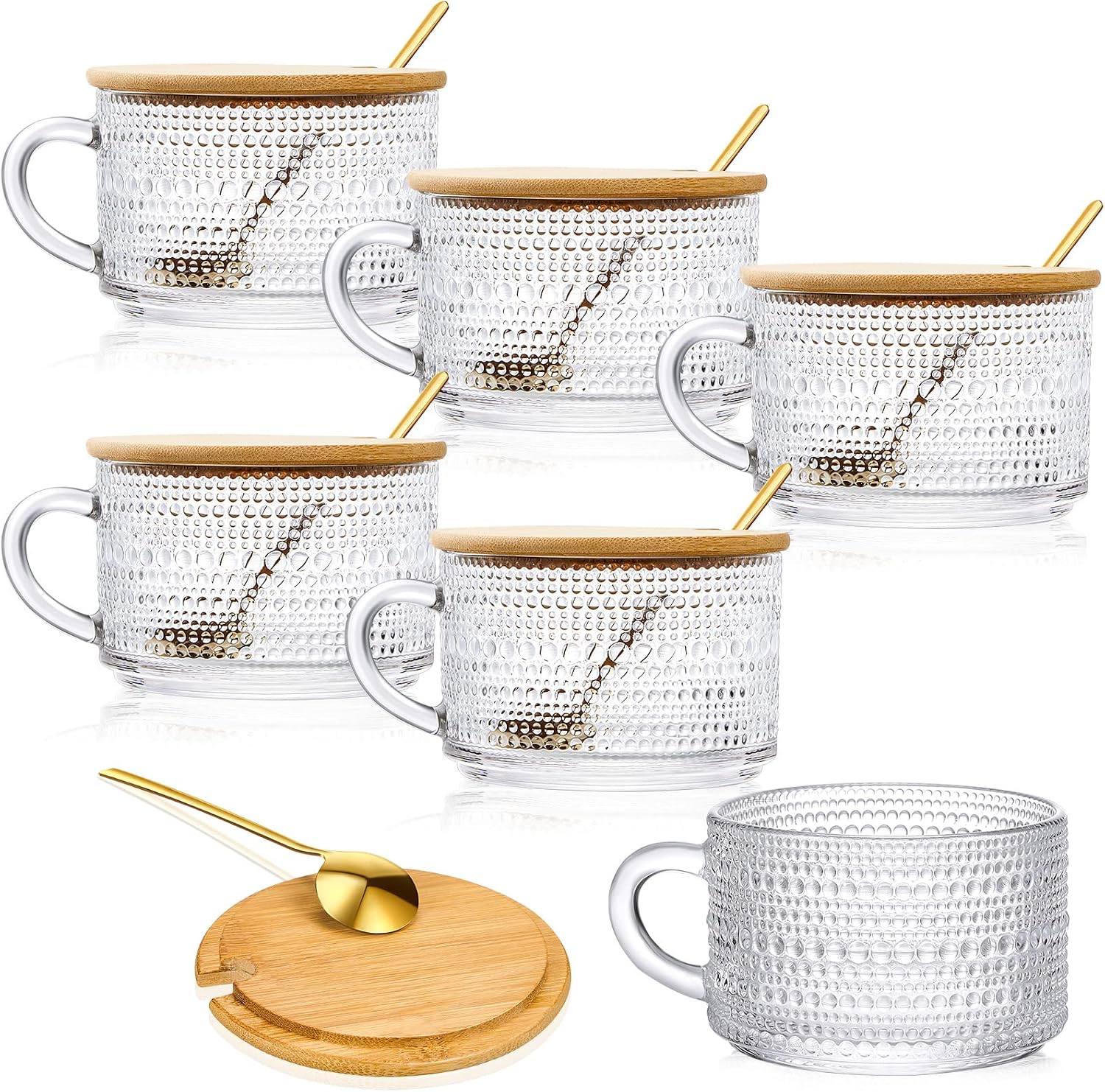 Amazon.com | Set of 6 Vintage Coffee Mugs, 13.5 oz Glass Coffee Mugs ...