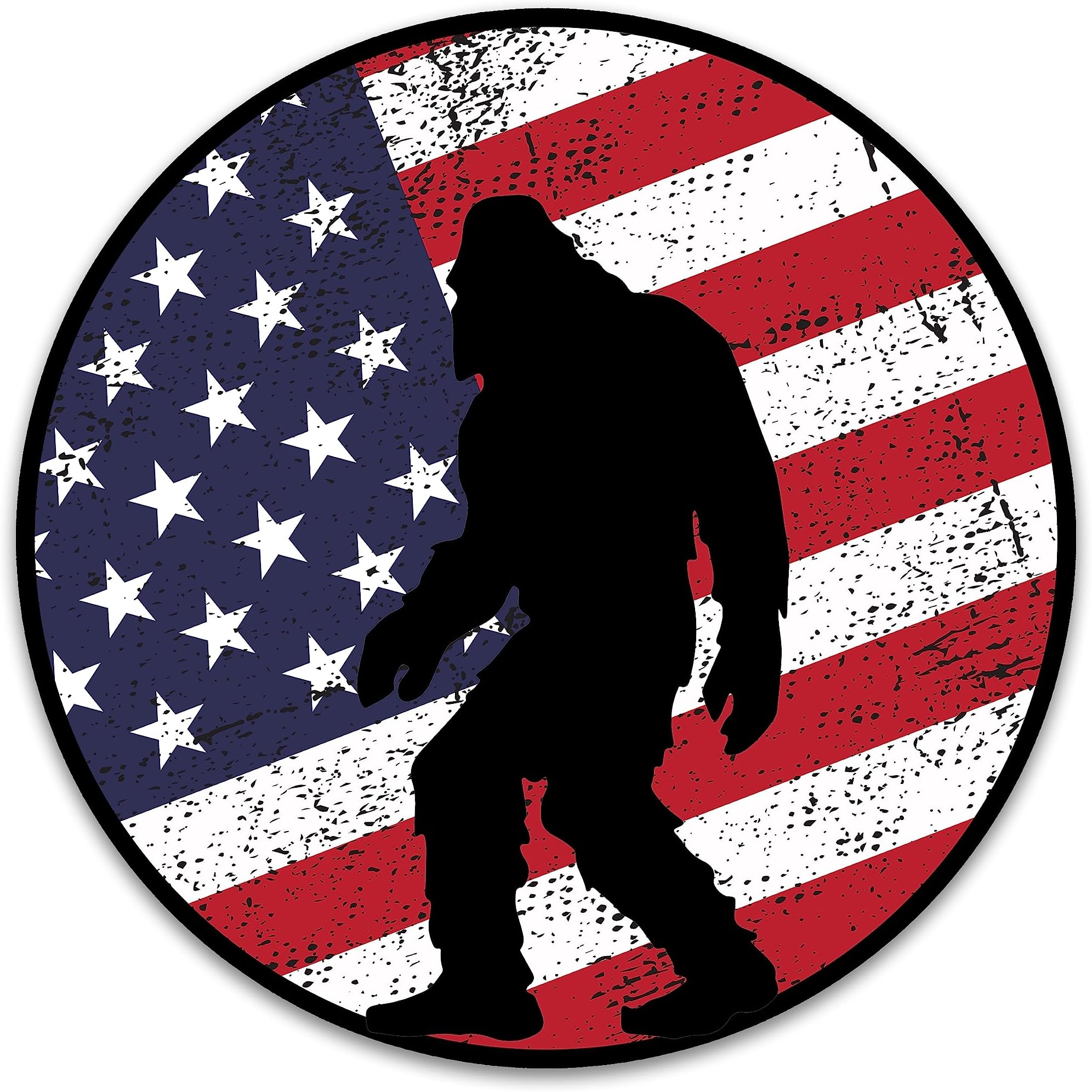 Amazon.com - Round Circle USA Flag Bigfoot Sasquatch Sticker Bumper Car ...