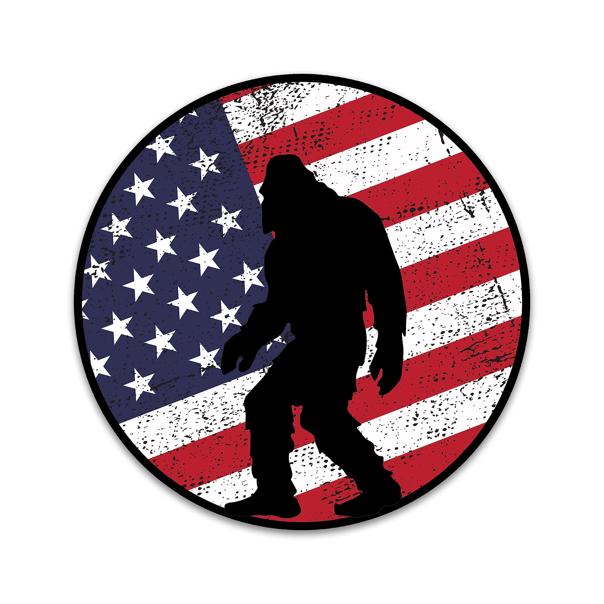 Amazon.com - Round Circle USA Flag Bigfoot Sasquatch Sticker Bumper Car ...