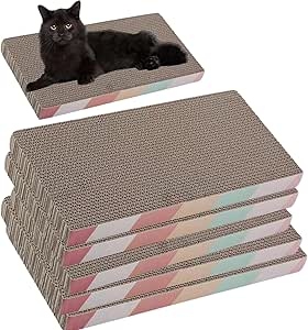 Spindro 5 Packs Cat Scratcher Pad,Scratching Cardboard Reversible for Cats to Scratch Large Wide ...