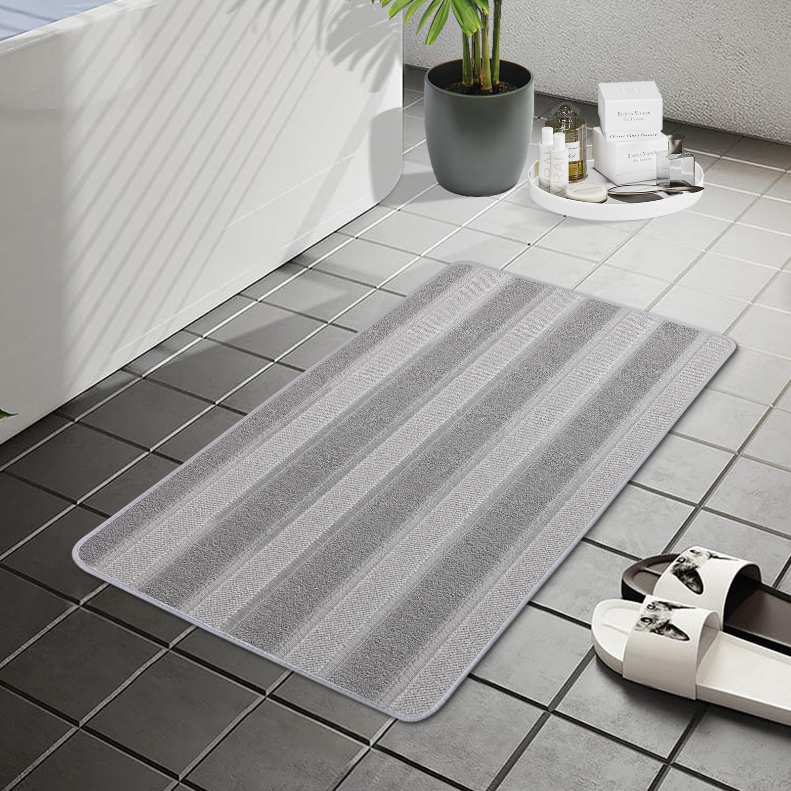 HERA BEAUTY Super Absorbent Bath Mats Gray 27.5" L X 17.0" W) for sale ...