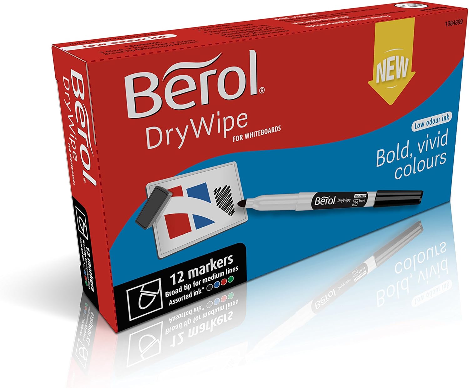 Berol Dry Wipe Broad Tip Whiteboard Pen - Assorted Standard Colours ...